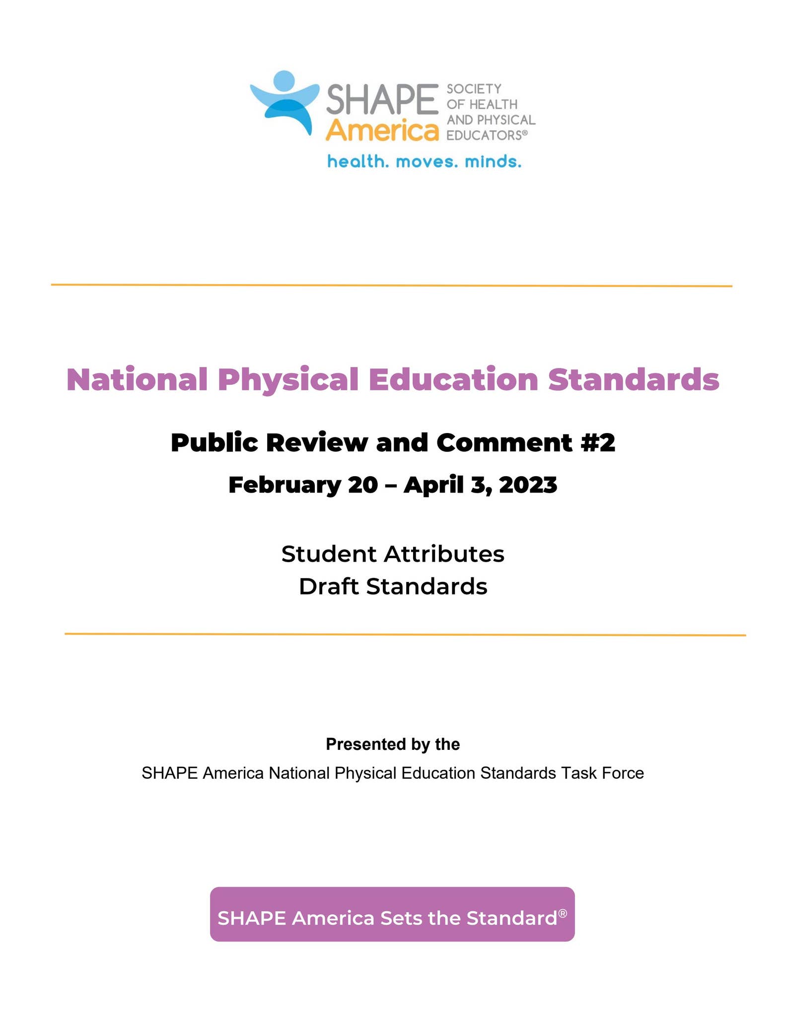 National Physical Education Standards: Public Review and Comment #2 by ...