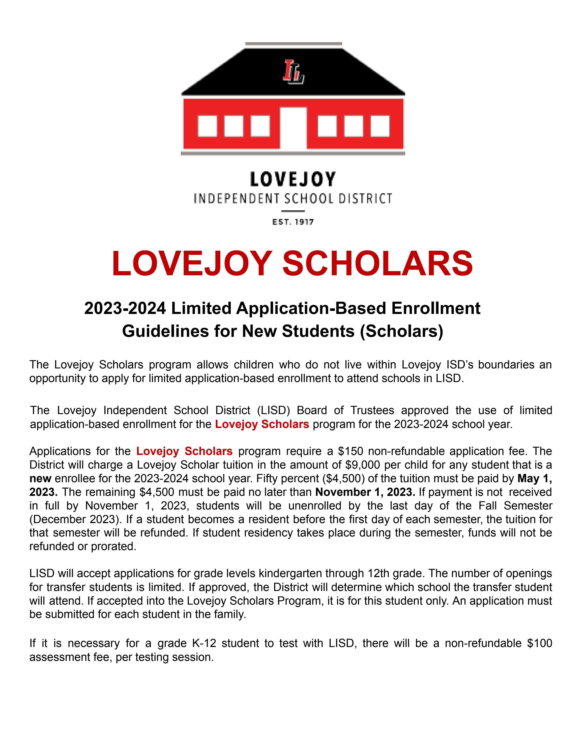 2023-2024 NEW Student Lovejoy Scholar Application Information by ...