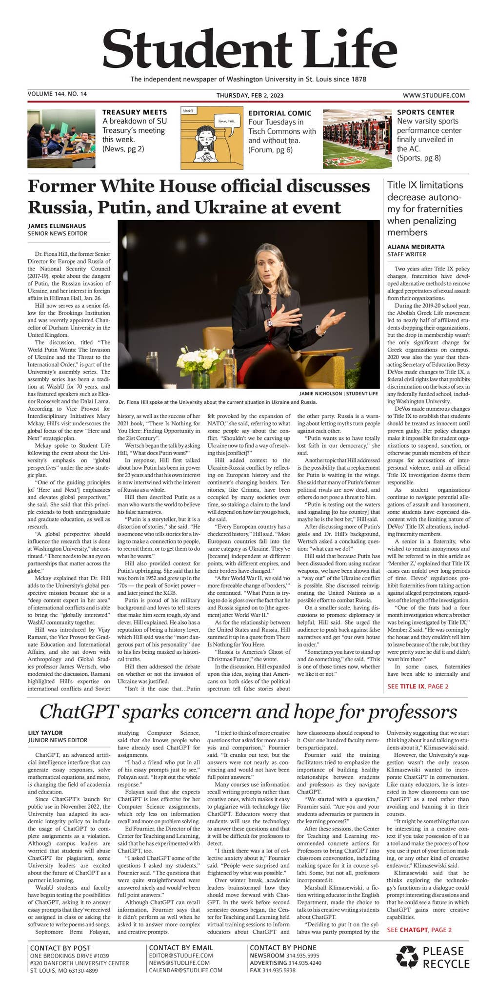 February 2, 2023 Student Life newspaper, Washington University St ...