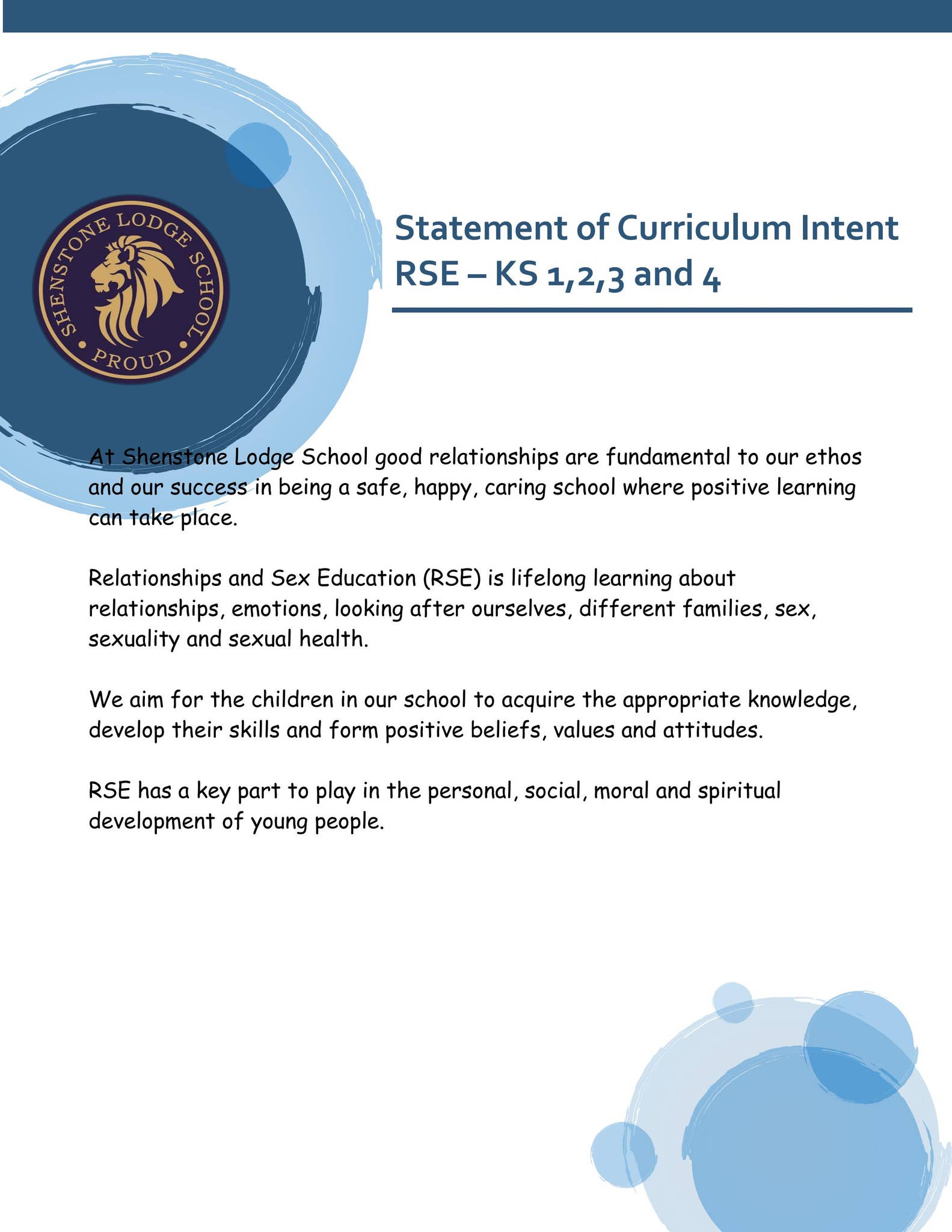 RSE Curriculum Intent by Schudio - Issuu