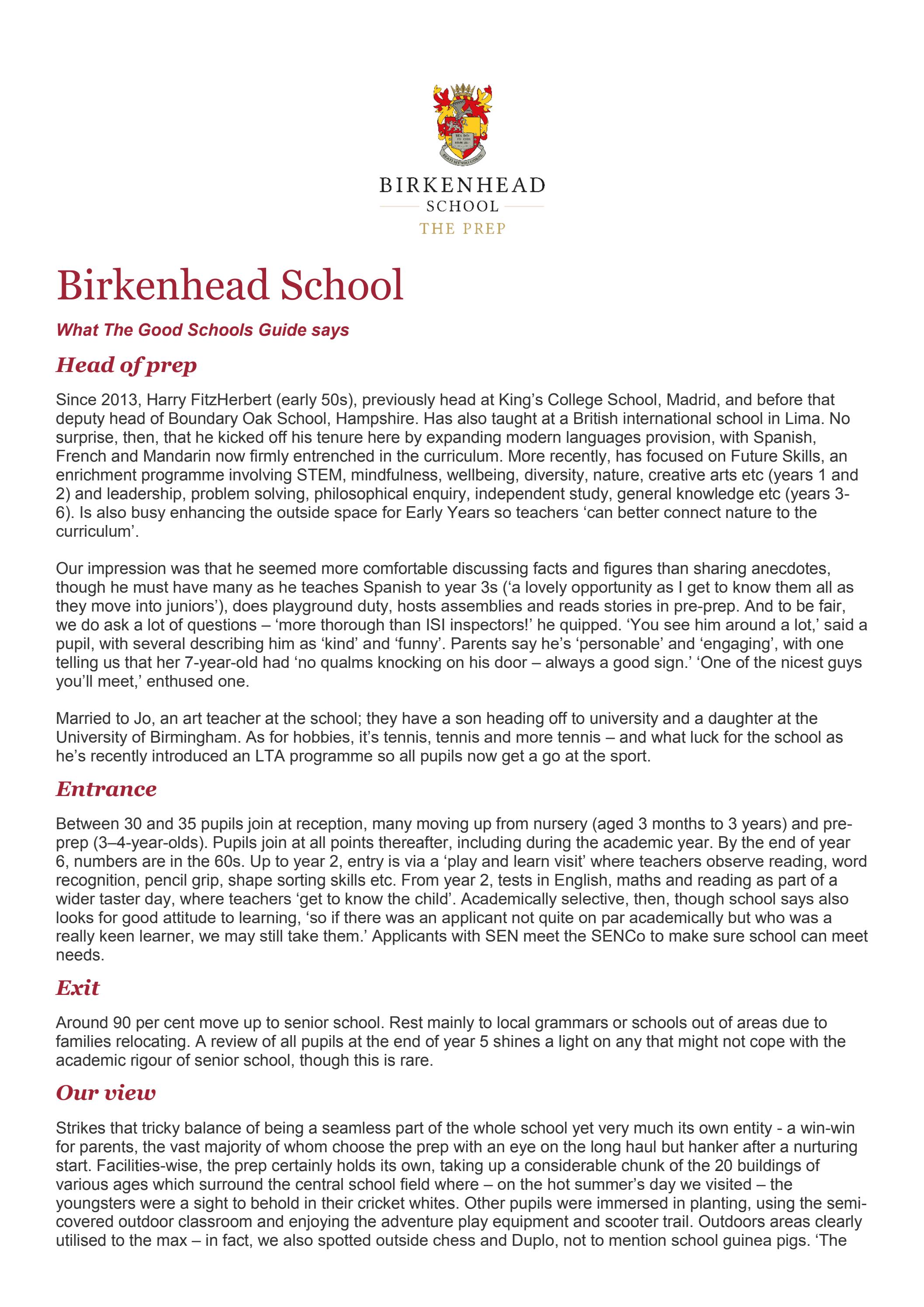 Good Schools Guide - Prep by Birkenhead School - Issuu