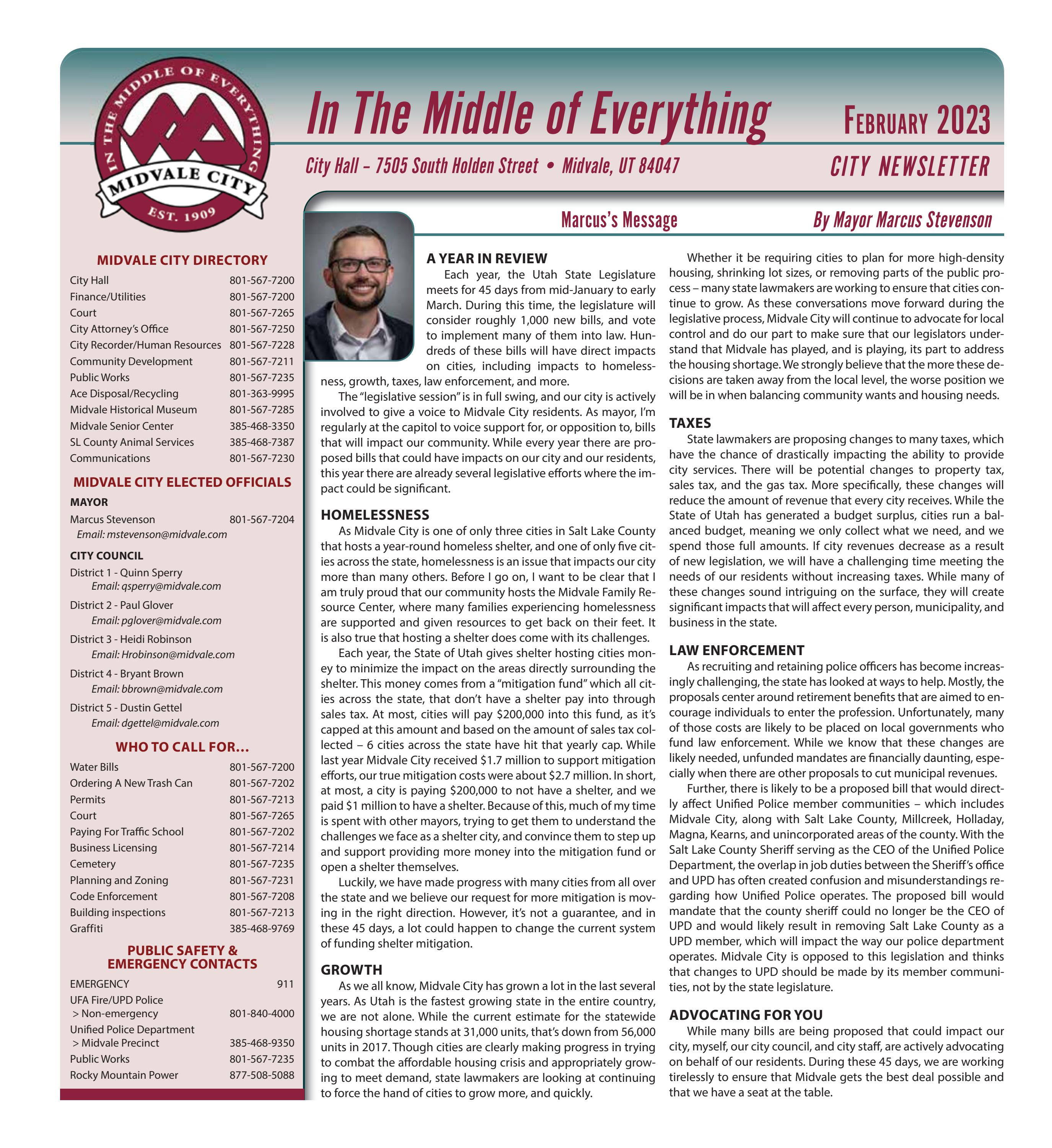 Midvale City Newsletter | February 2023 by The City Journals - Issuu