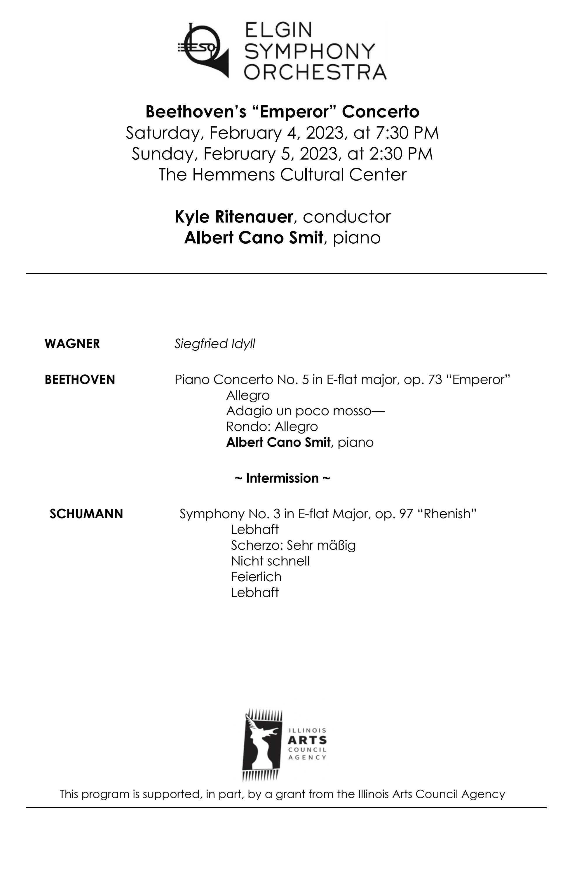 Elgin Symphony Beethoven's "Emperor" Concerto Program by ...