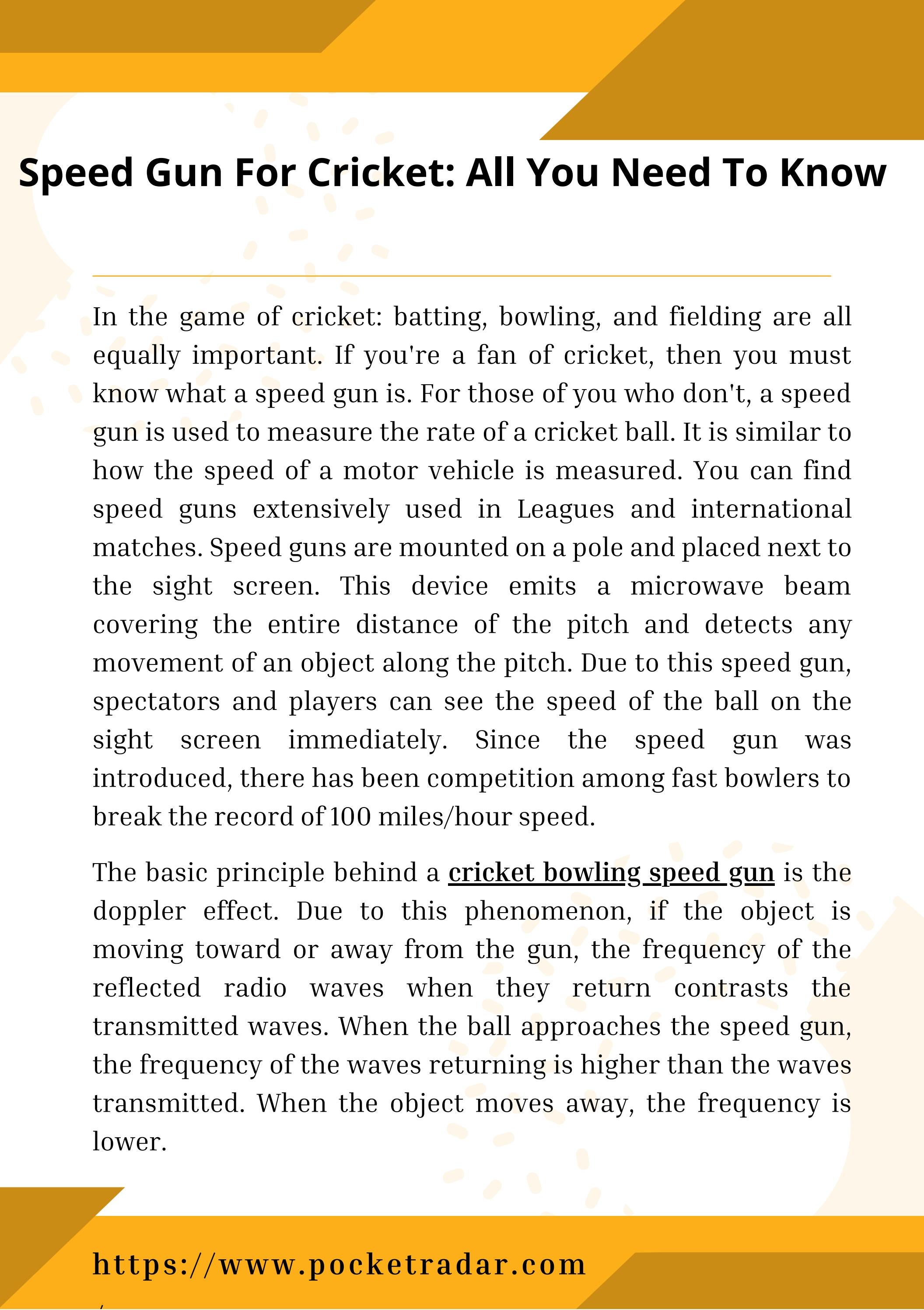 Speed Gun For Cricket: All You Need To Know by Pocket Radar - Issuu