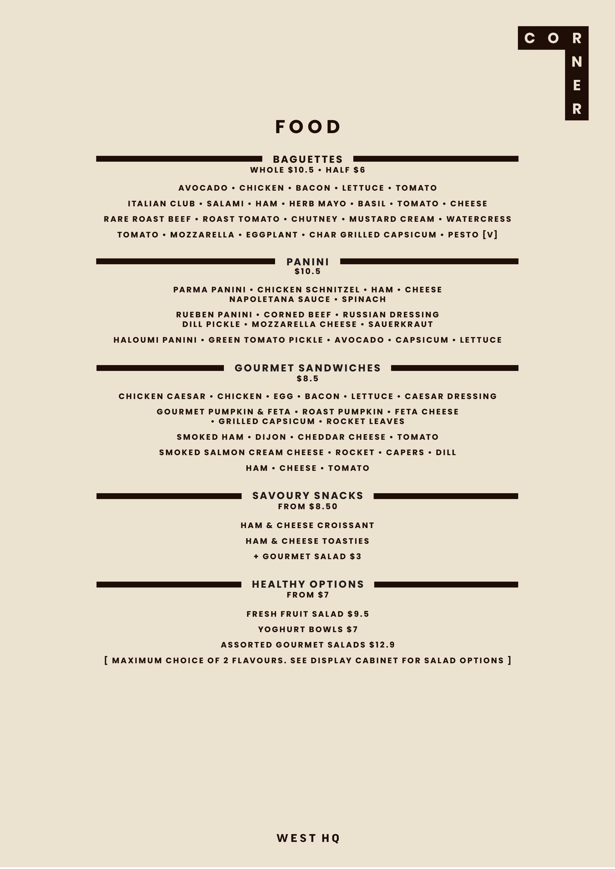 Corner Café – Menu by westhq - Issuu