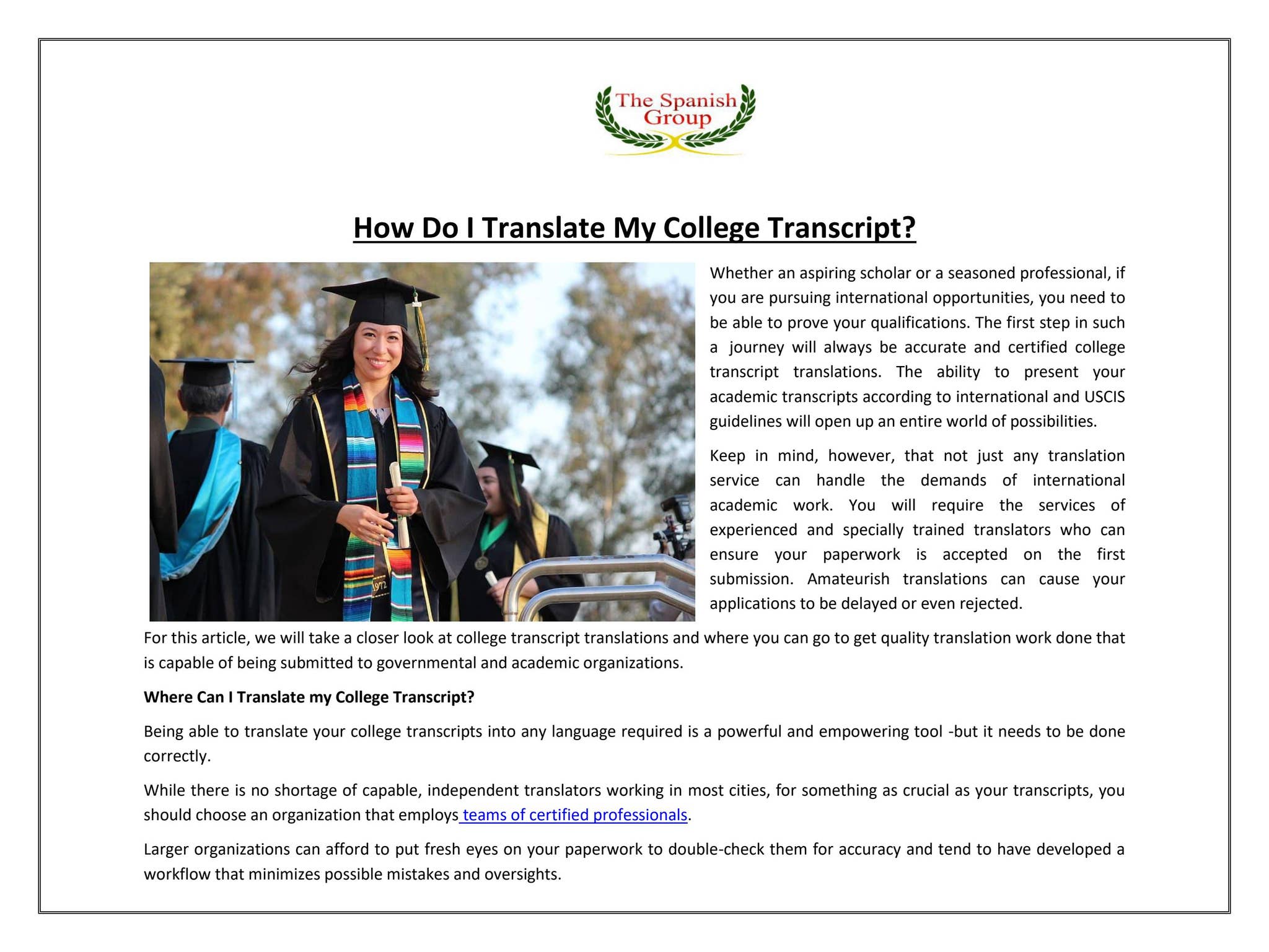 How Do I Translate My College Transcript? by The Spanish Group - Issuu