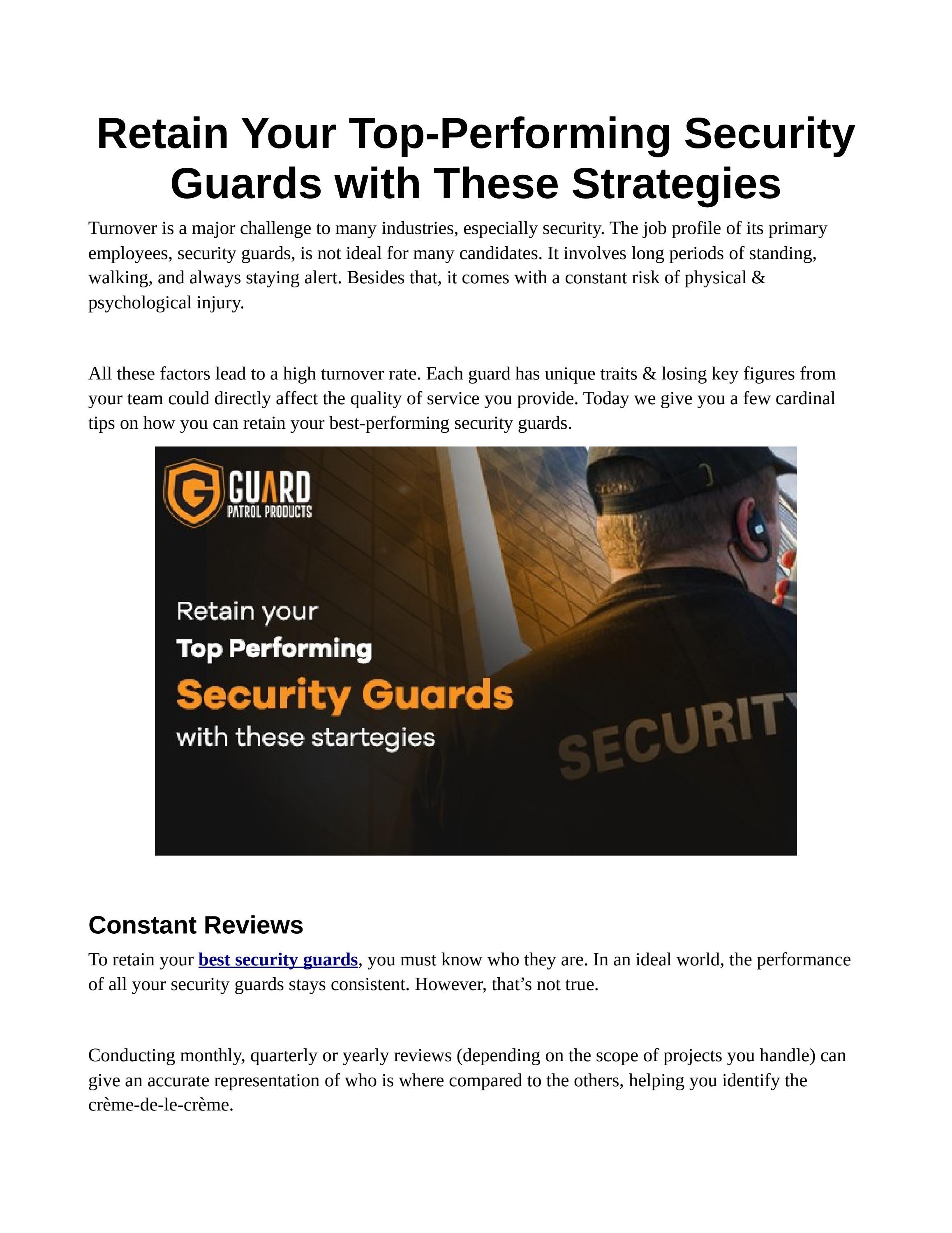Retain Your Top-Performing Security Guards with These Strategies by ...