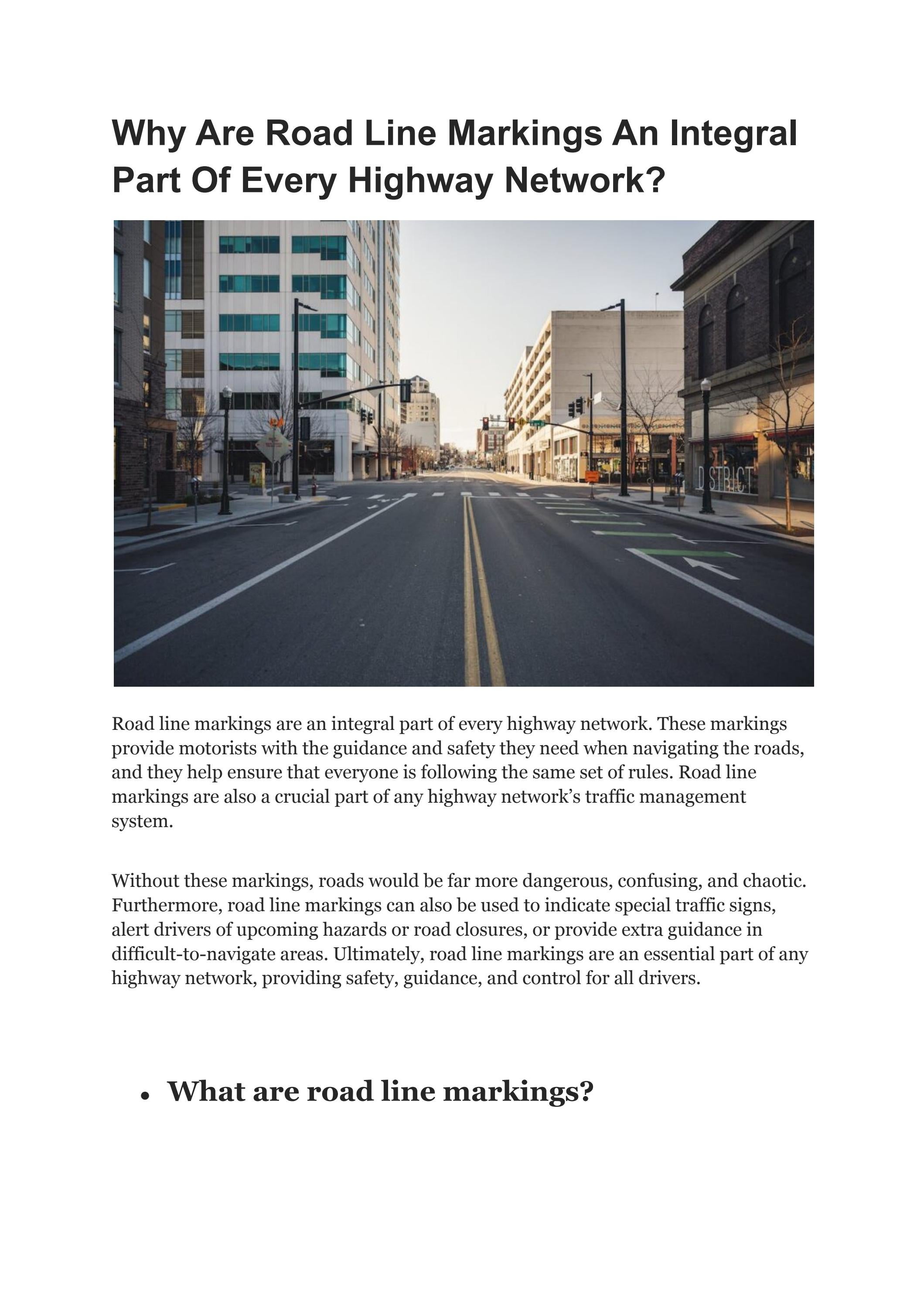 Why Are Road Line Markings An Integral Part Of Every Highway Network ...