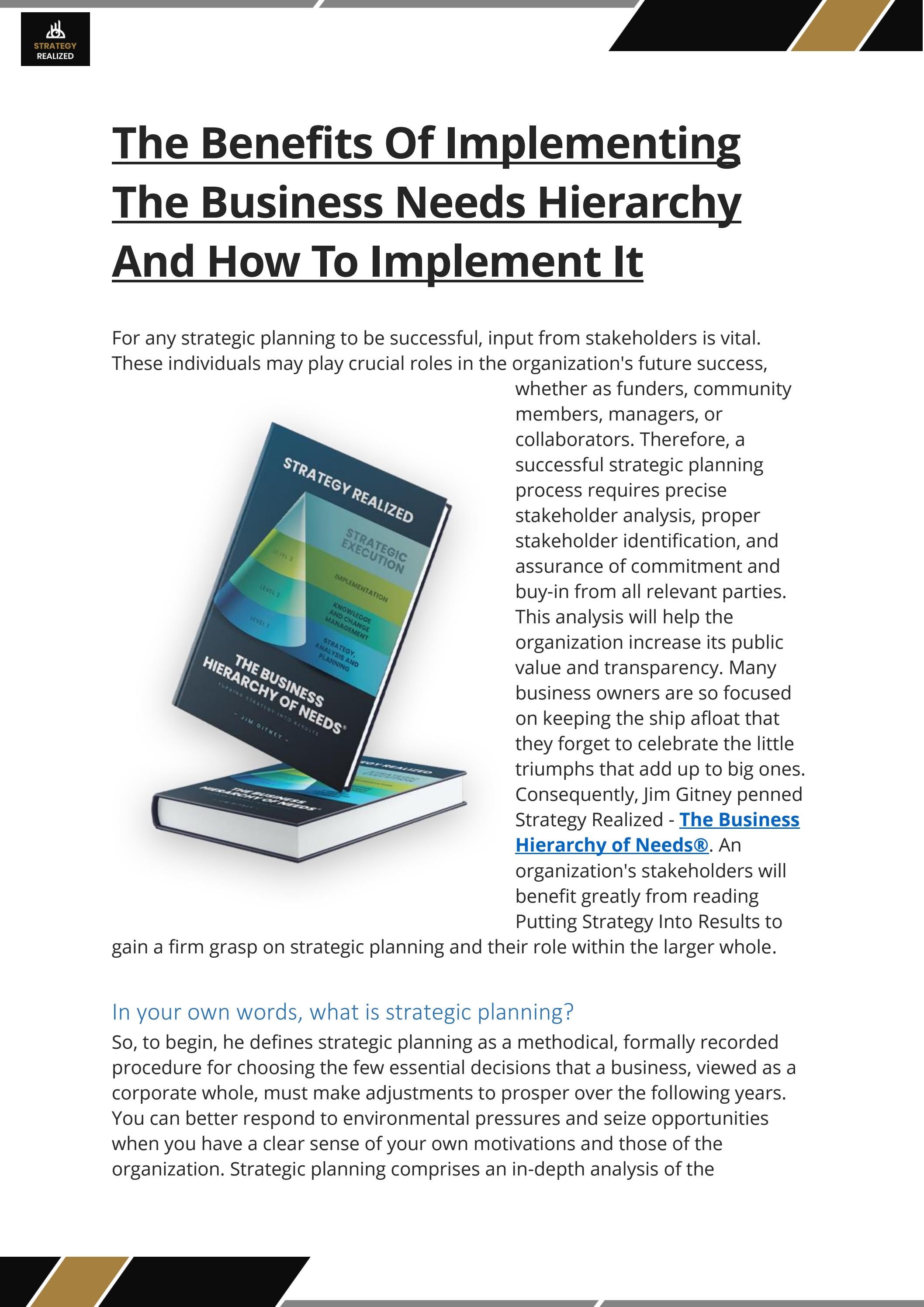 The Benefits Of Implementing The Business Needs Hierarchy And How To ...