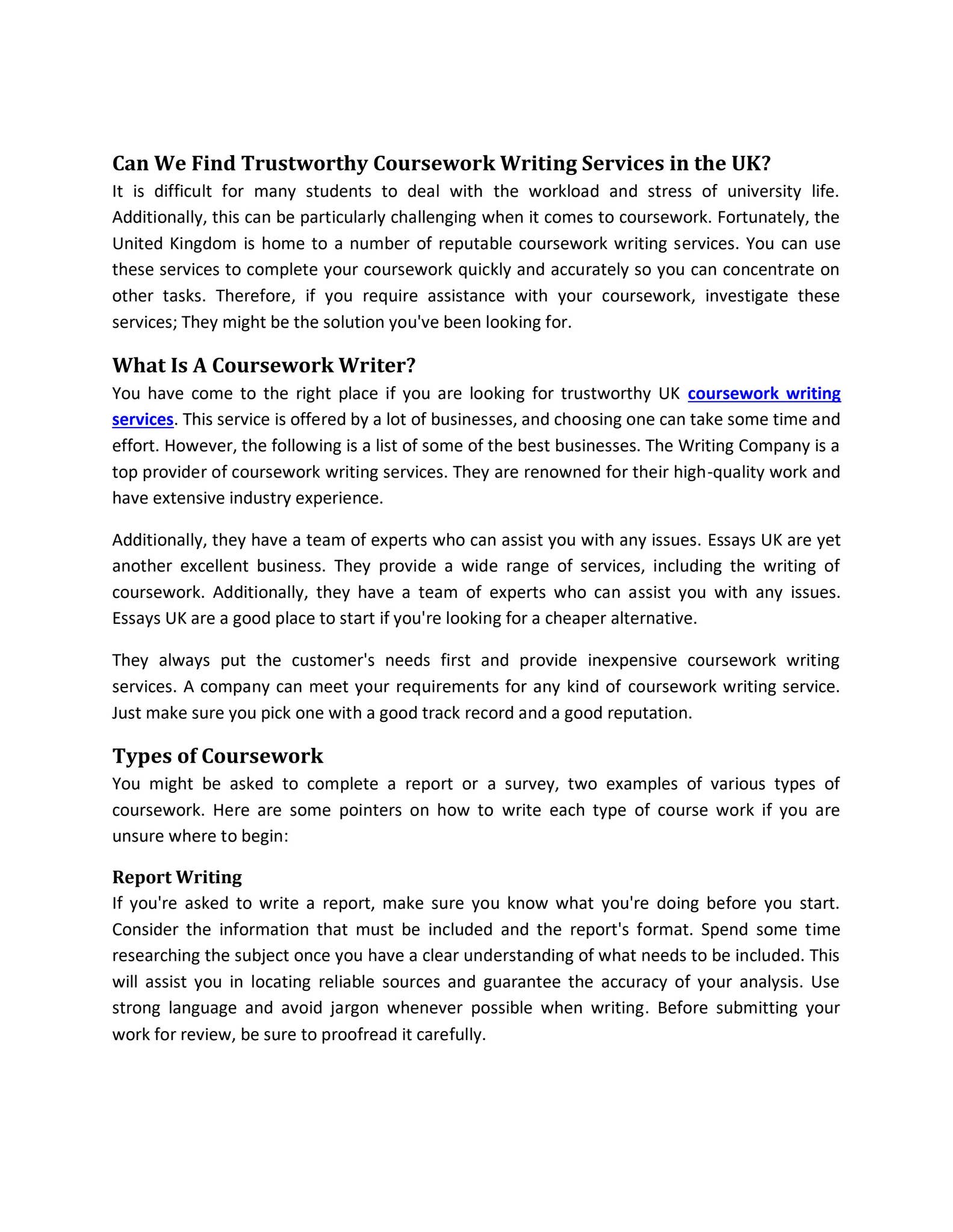 Can We Find Trustworthy Coursework Writing Services in the UK? by ...