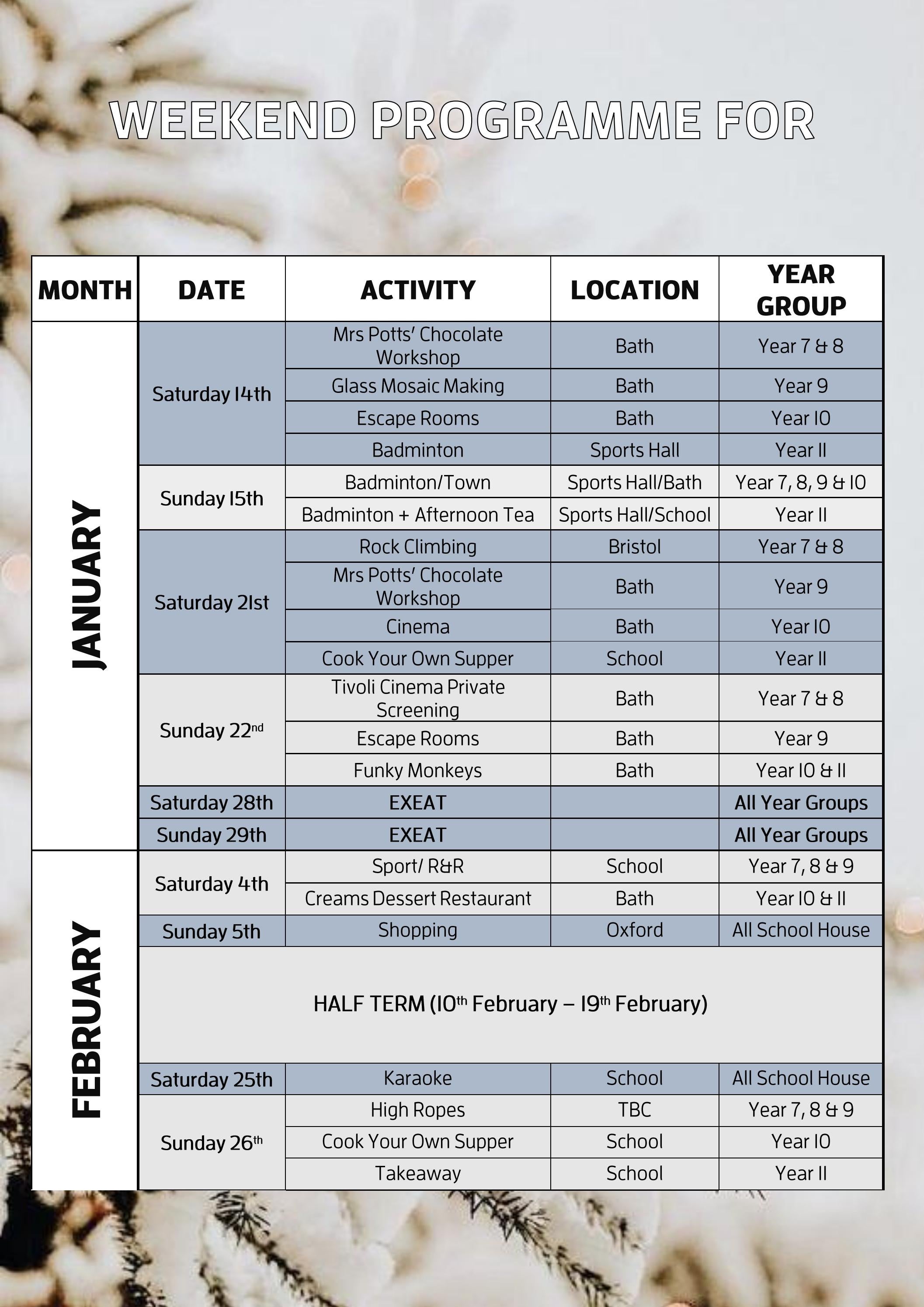 Boarding Weekend Activities by Royal High School Bath - Issuu