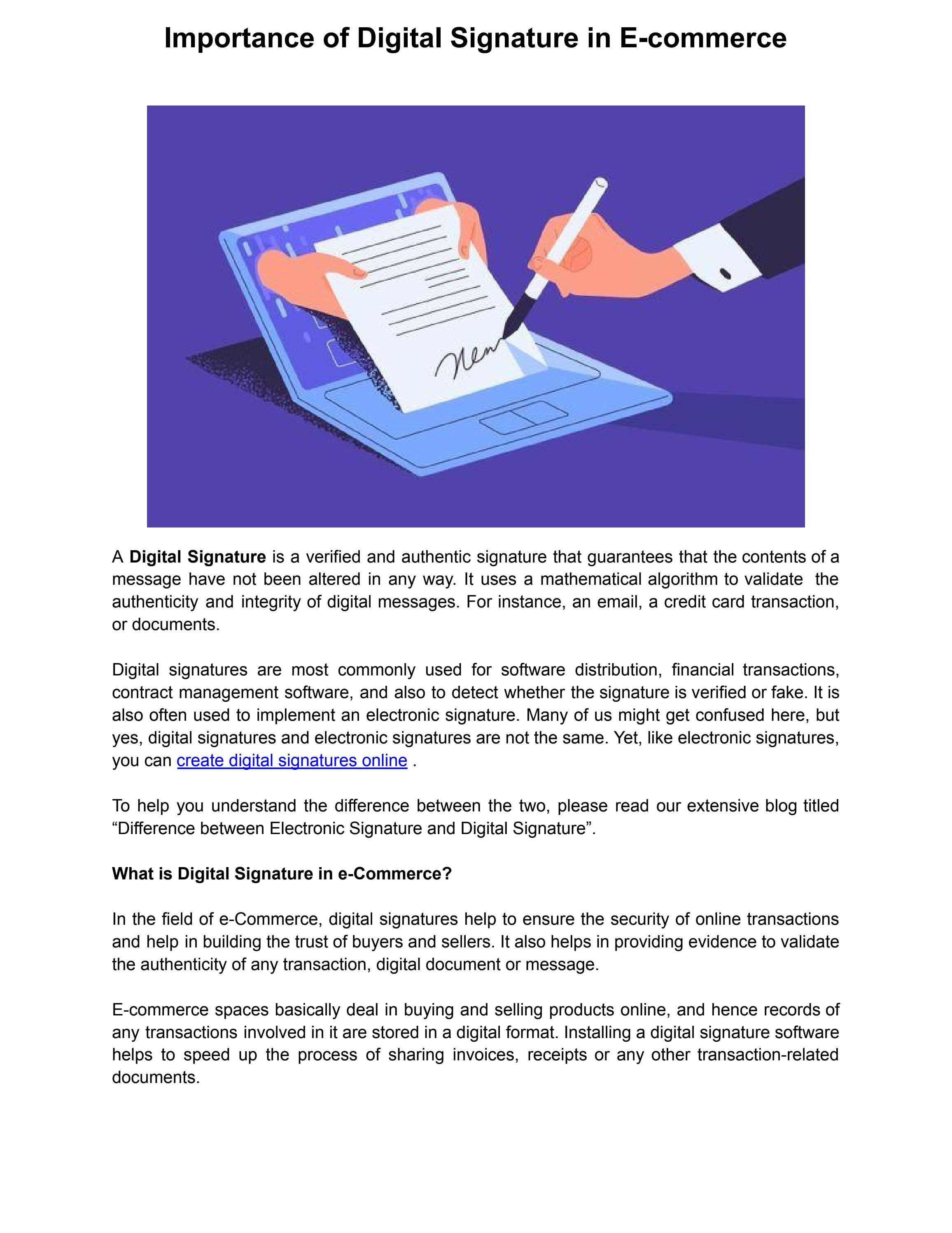 Importance of Digital Signature in E-commerce by Xtratrust Digisign Pvt ...