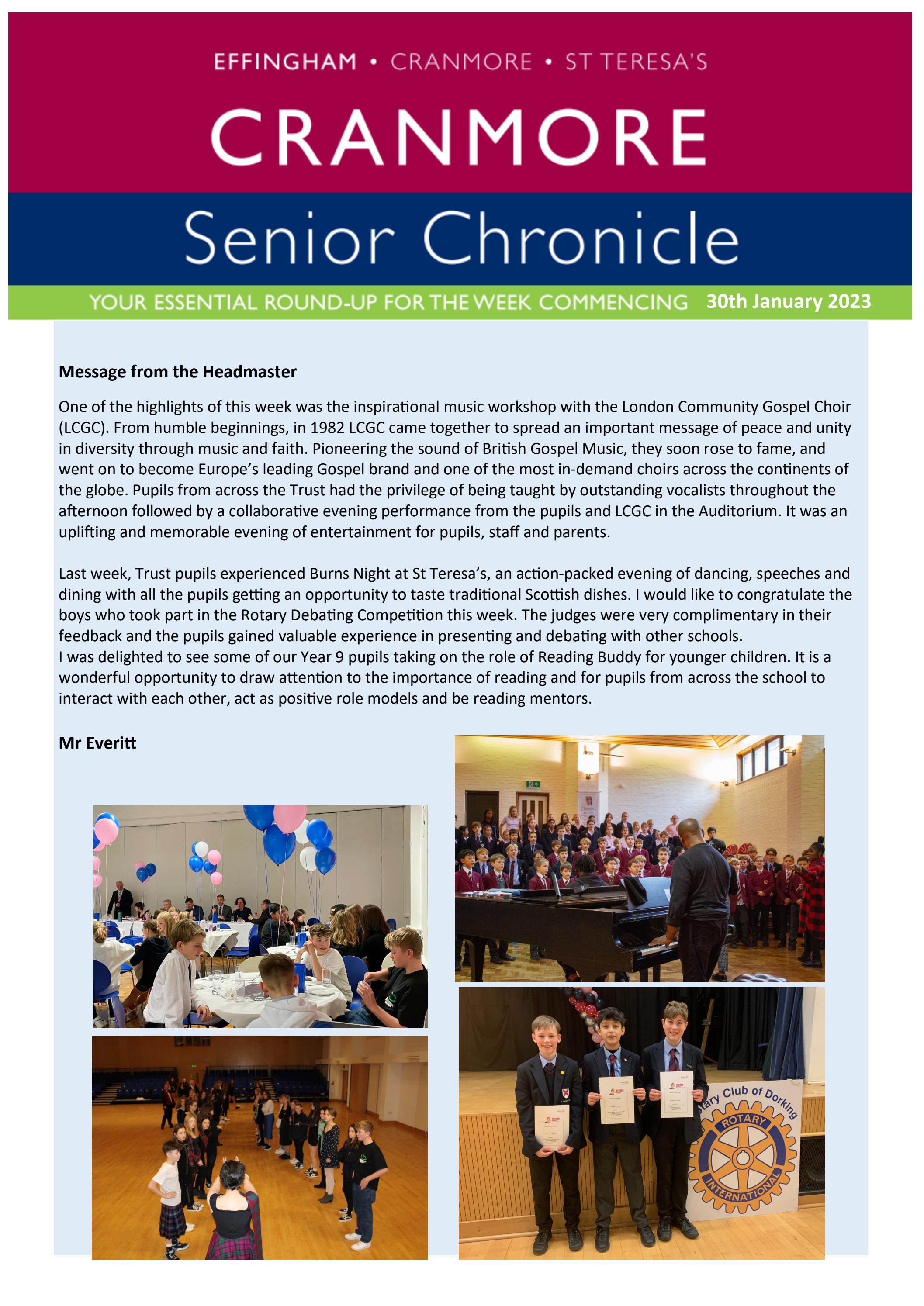 Cranmore Senior Chronicle 3 February 2023 by Effingham Schools Trust ...