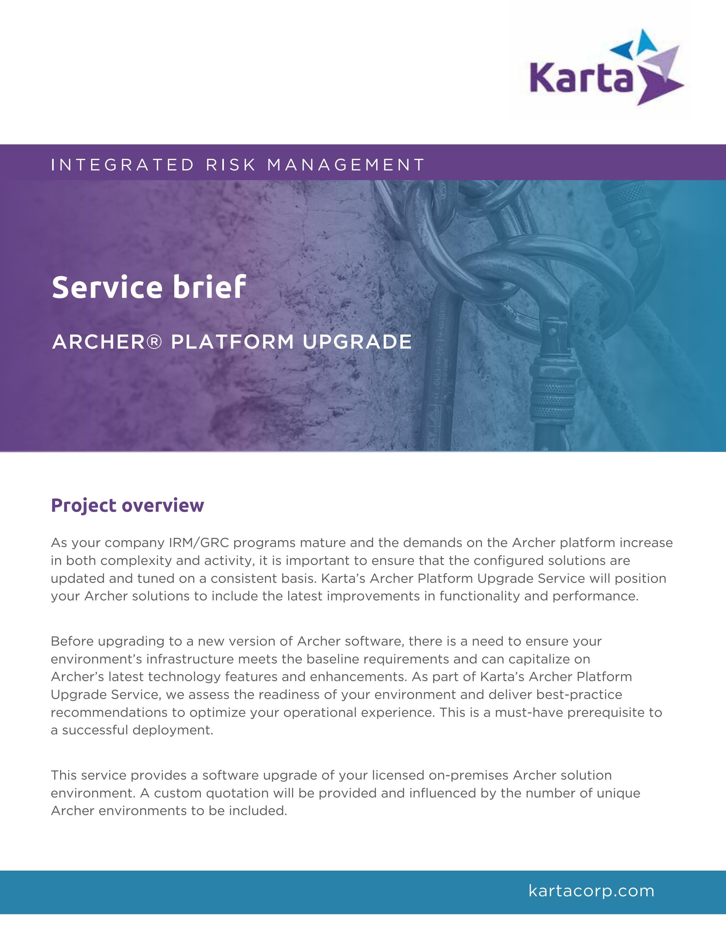 Service brief: Archer platform upgrade by Karta Corp - Issuu