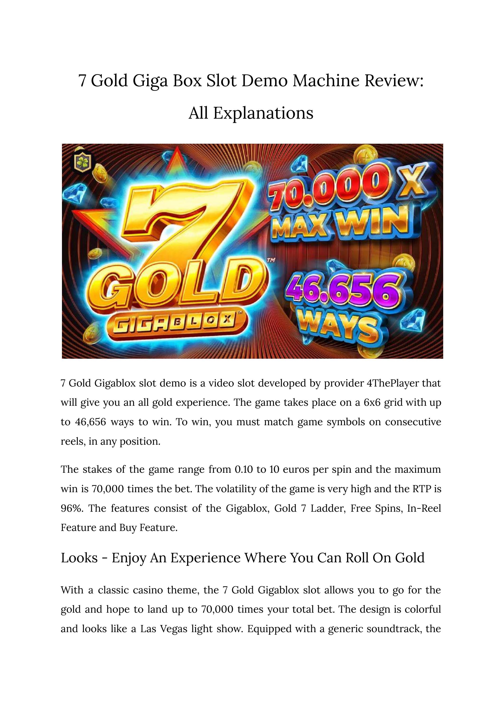 7 Gold Giga Box Slot Demo Machine Review by Duo-games - Issuu