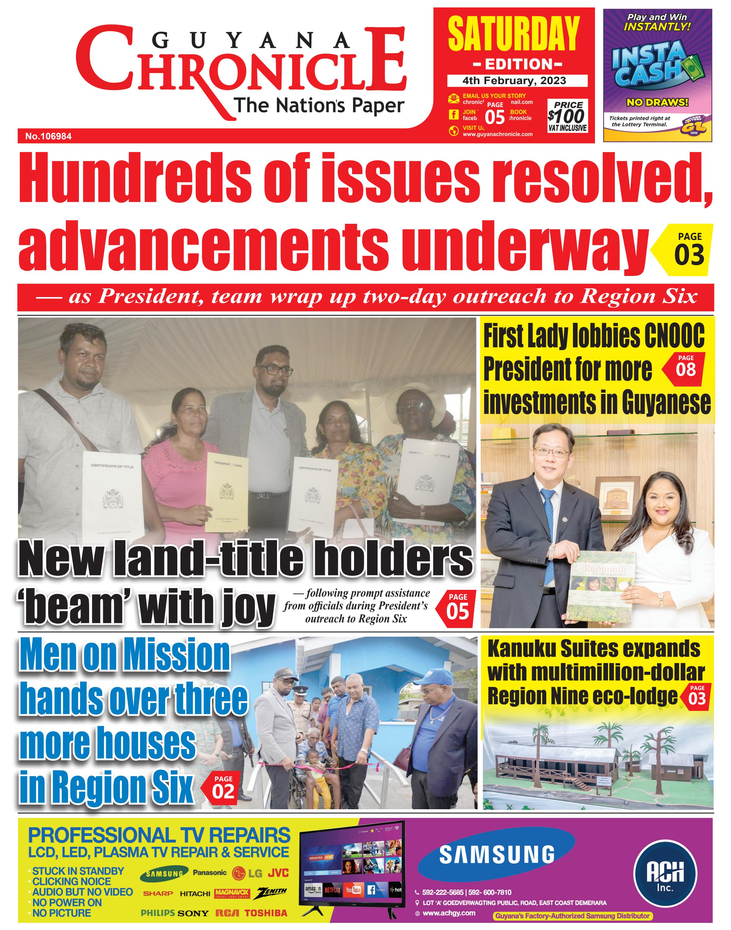 Guyana Chronicle E-Paper 04-02-2023 by Guyana Chronicle - Issuu