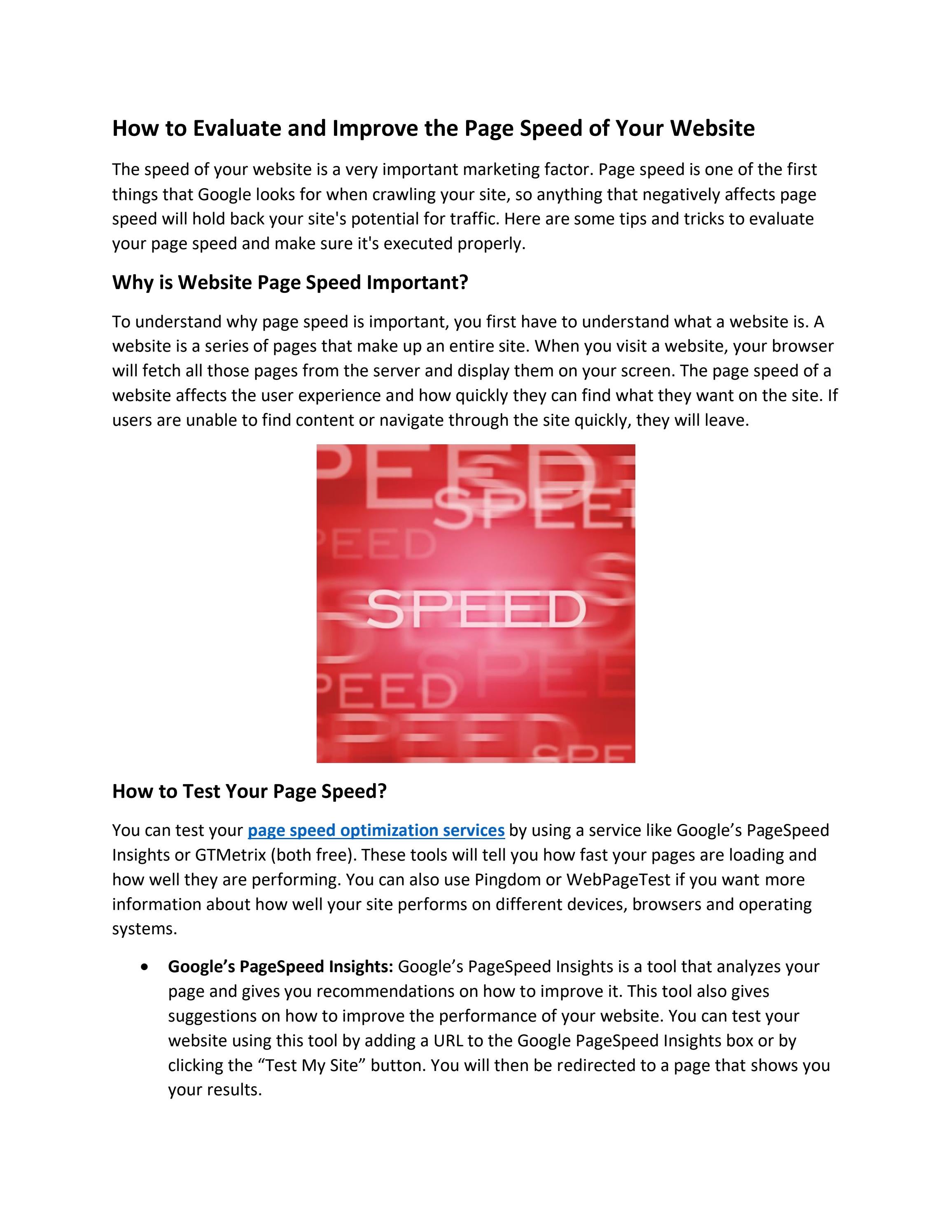 How To Evaluate And Improve The Page Speed Of Your Website By James 