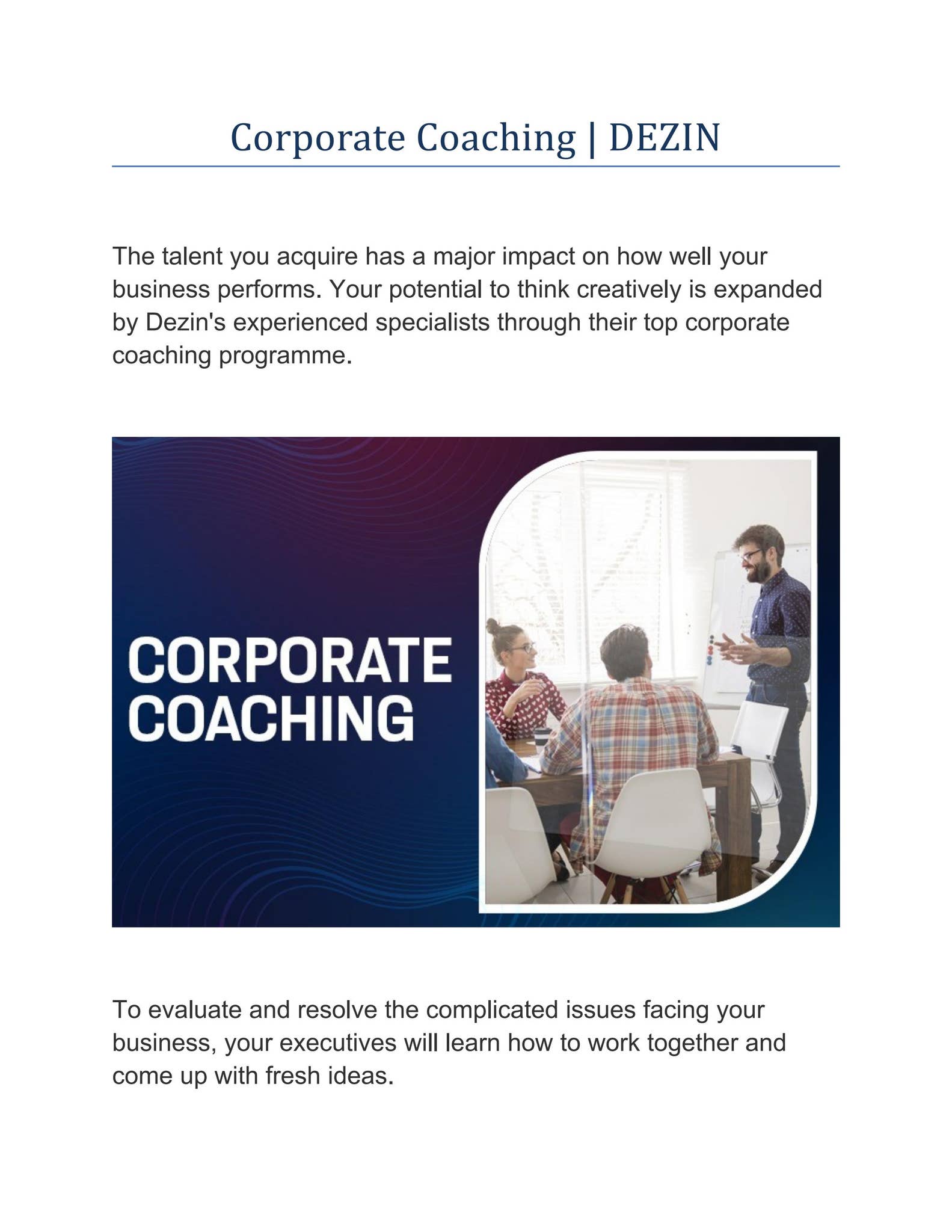 Corporate Coaching | DEZIN by Dezin Consulting - Issuu