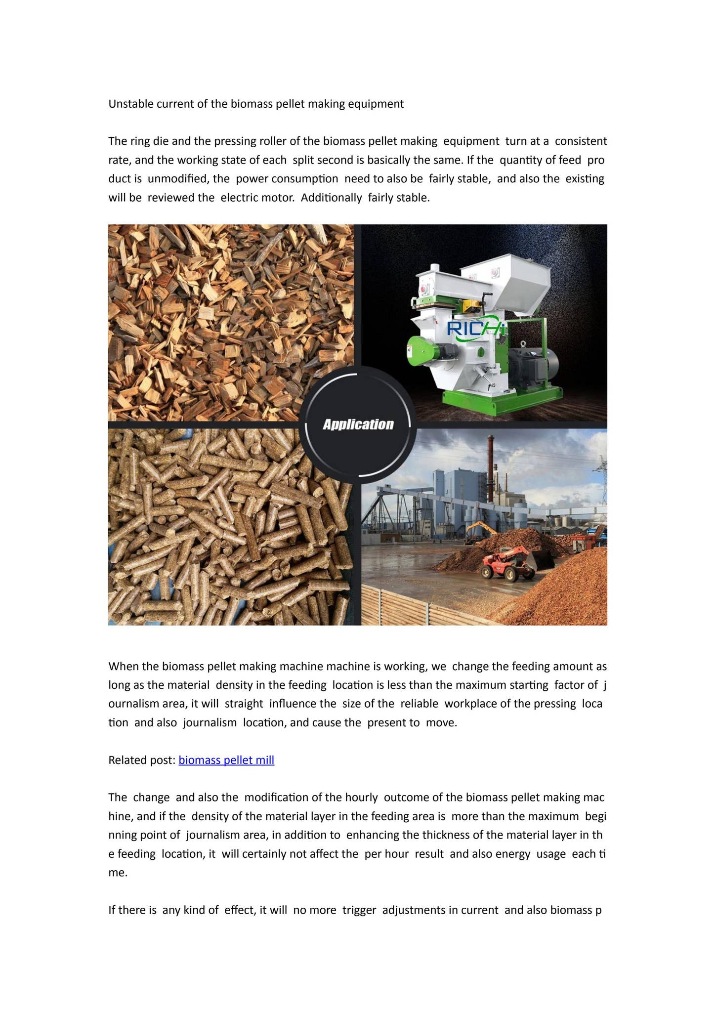 Unstable current of the biomass pellet making equipment by ...