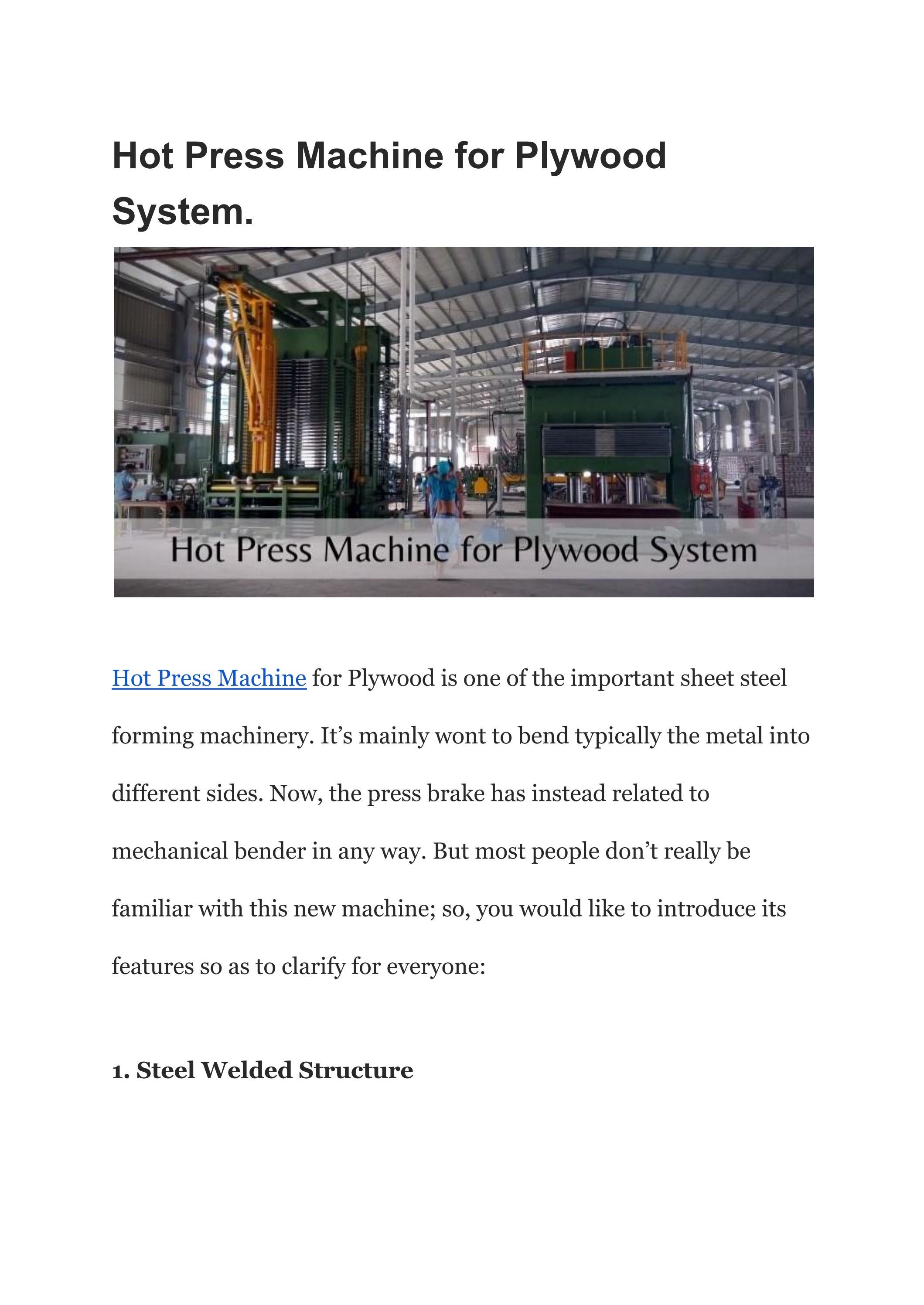 Hot Press Machine for Plywood System. by ambicapress - Issuu