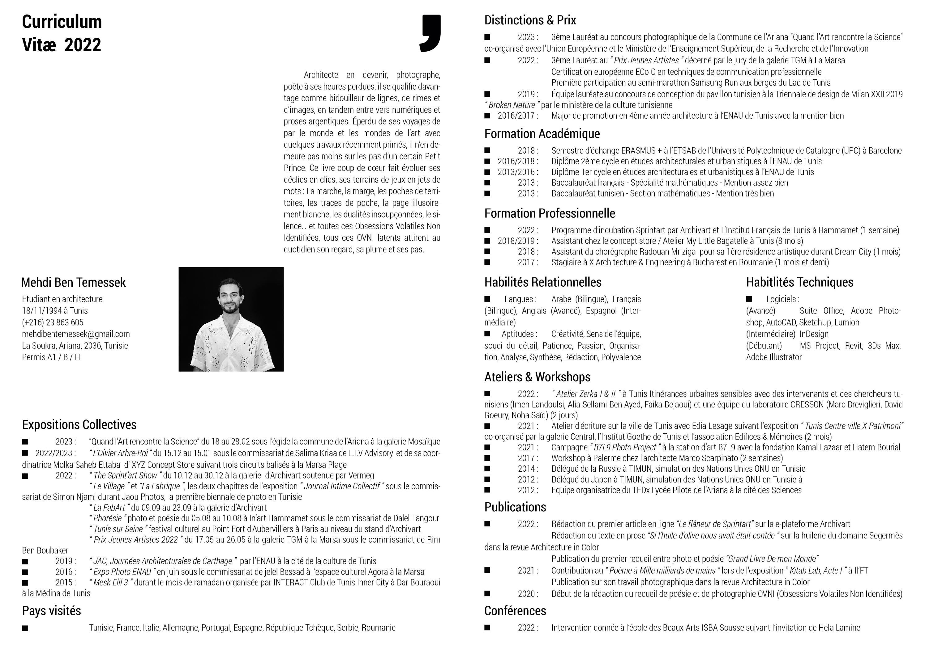 Mehdi Ben Temessek - Curriculum Vitæ FR 22 by Mehdi Ben Temessek - Issuu