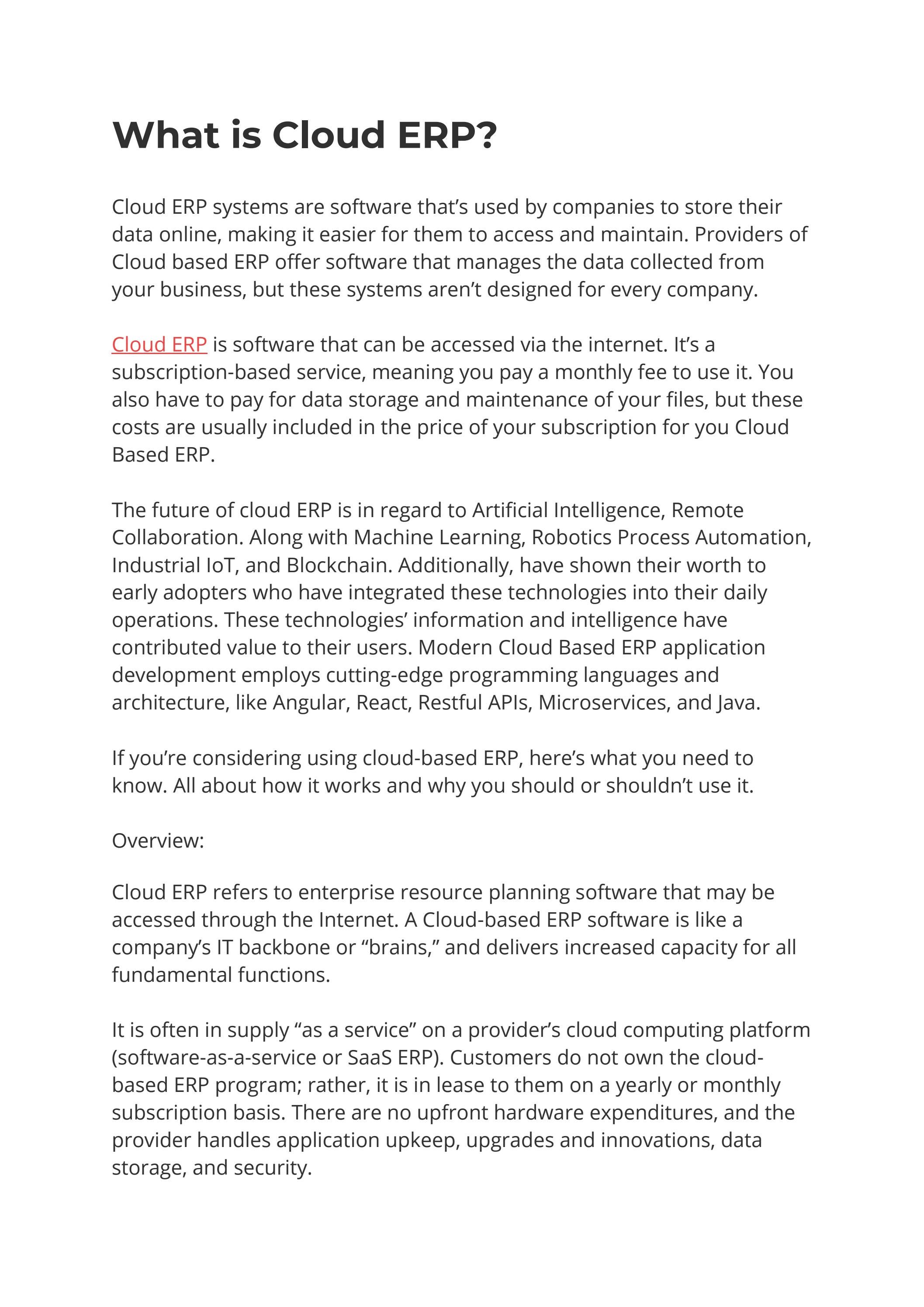 What Is Cloud Erp By Erpsoftware Uae Issuu