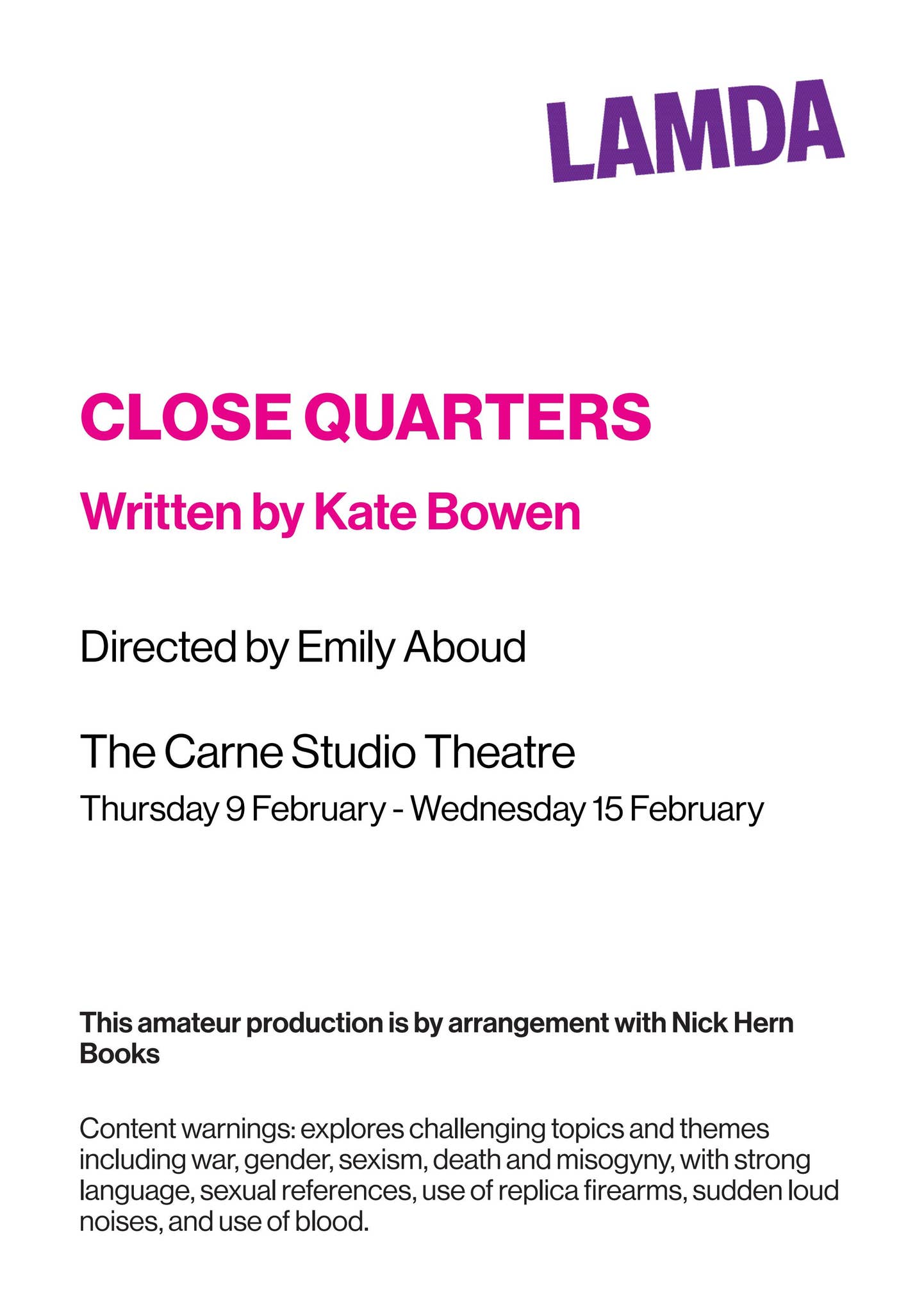 Close Quarters (Cast Sheet) by LAMDA - Issuu