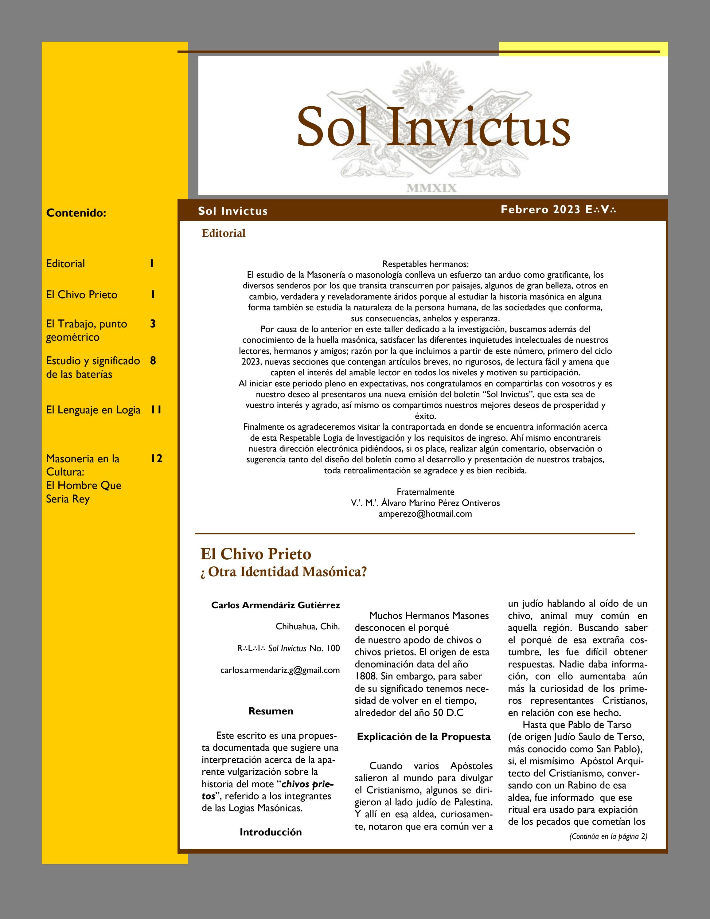 Sol Invictus No. 1 Año 3 by Respetable Logia de Investigación Sol ...