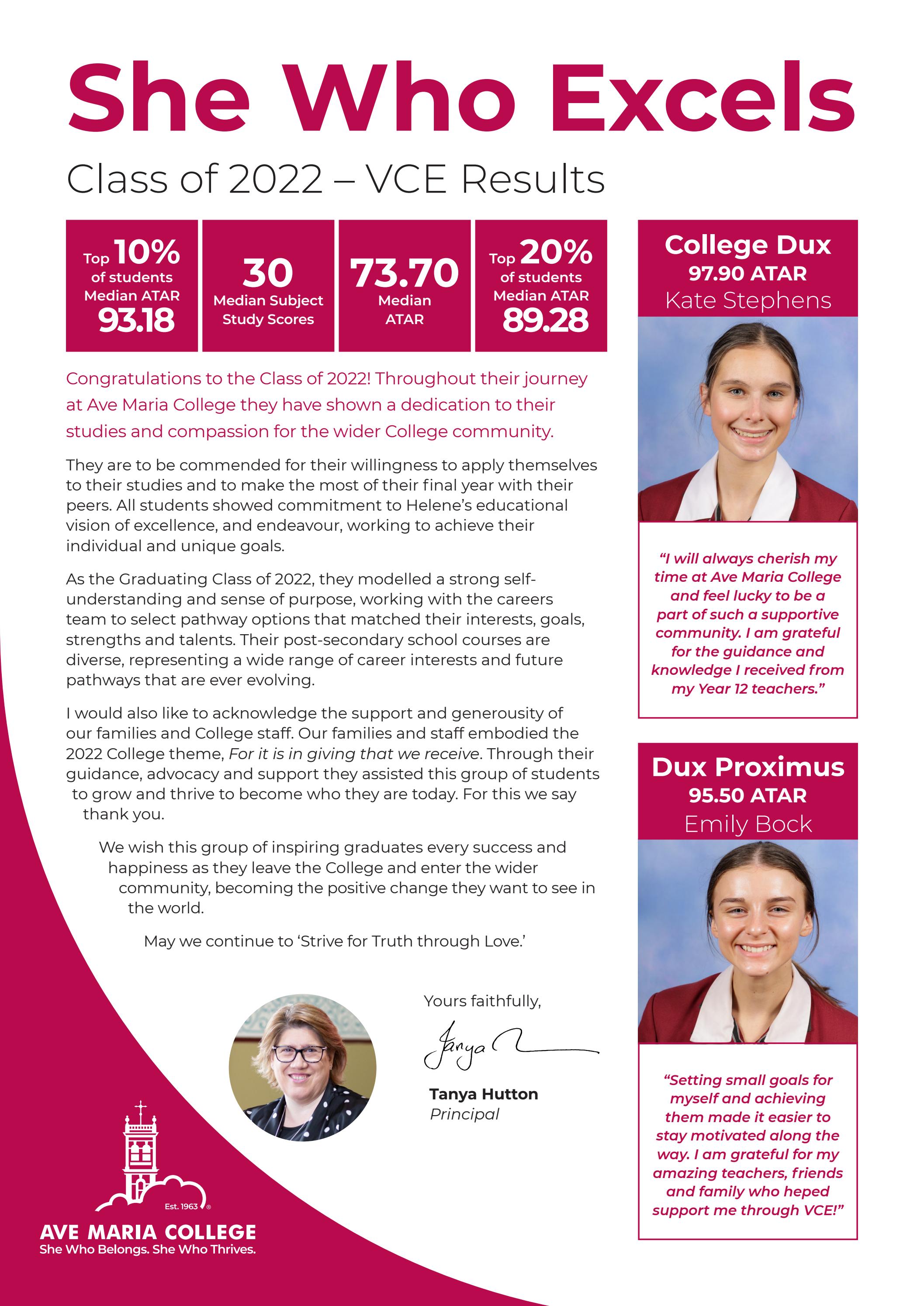 Ave Maria College Class of 2022 VCE Results by Ave Maria College - Issuu