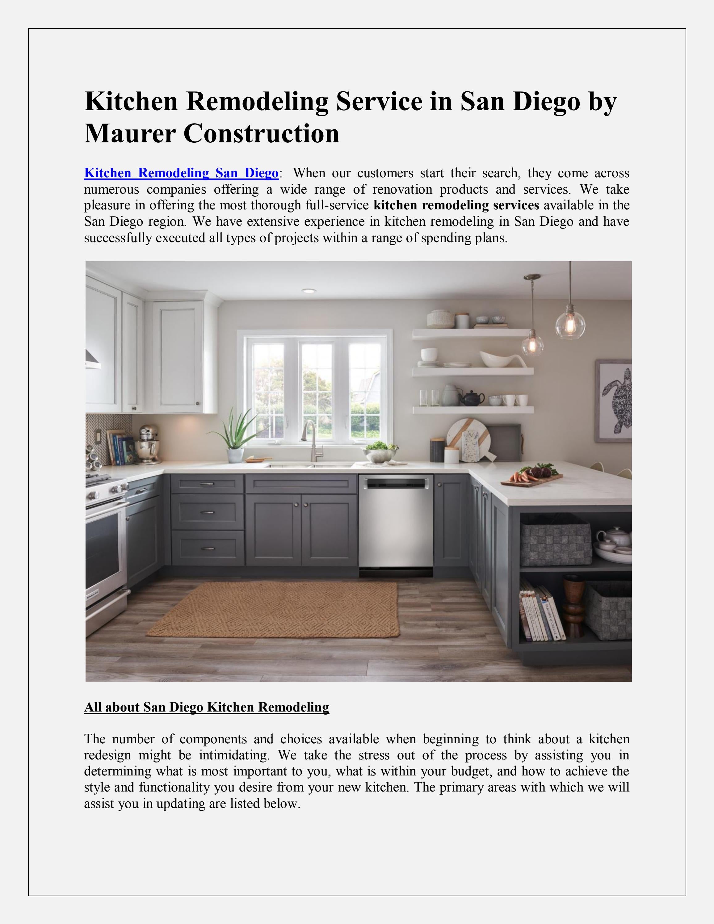 Kitchen Remodeling Service in San Diego by Maurer Construction by maurerconstructionc - Issuu