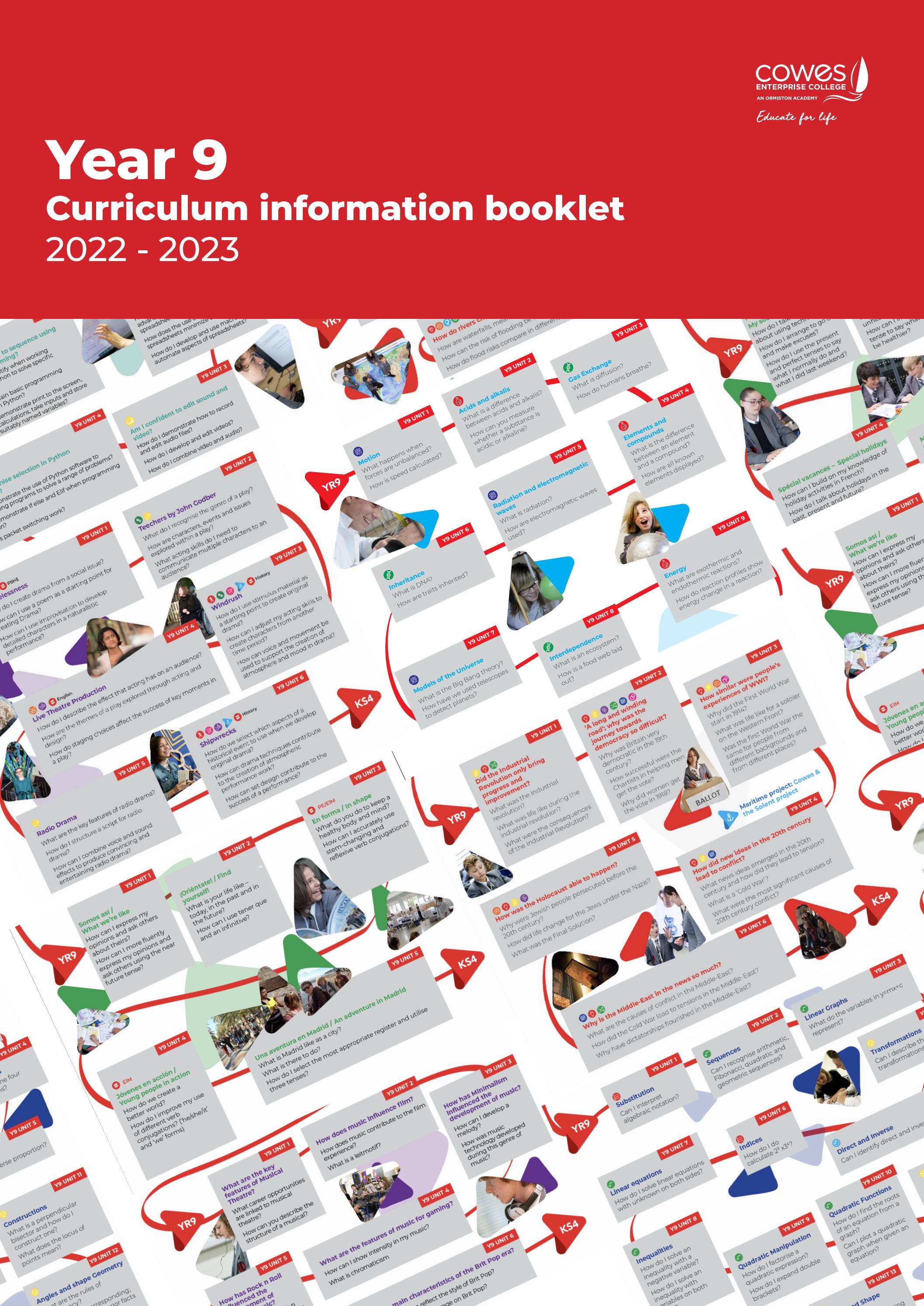 Year 9 Curriculum information booklet 2022 - 2023 by Cowes Enterprise ...