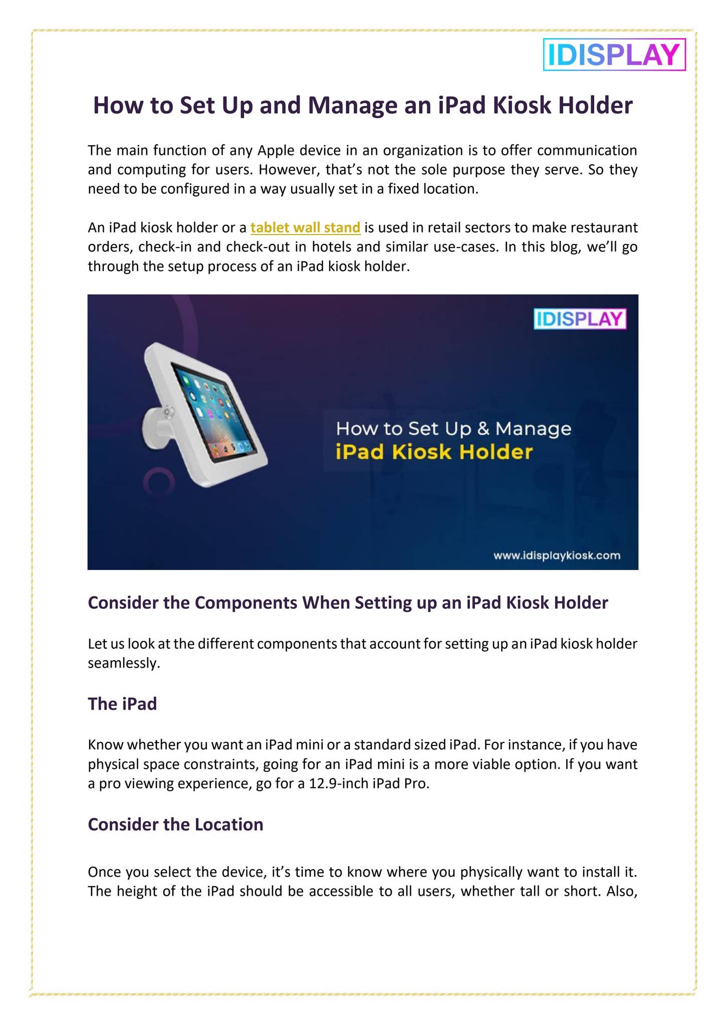 The Ultimate Guide to Set Up and Manage an iPad Kiosk Holder by ...