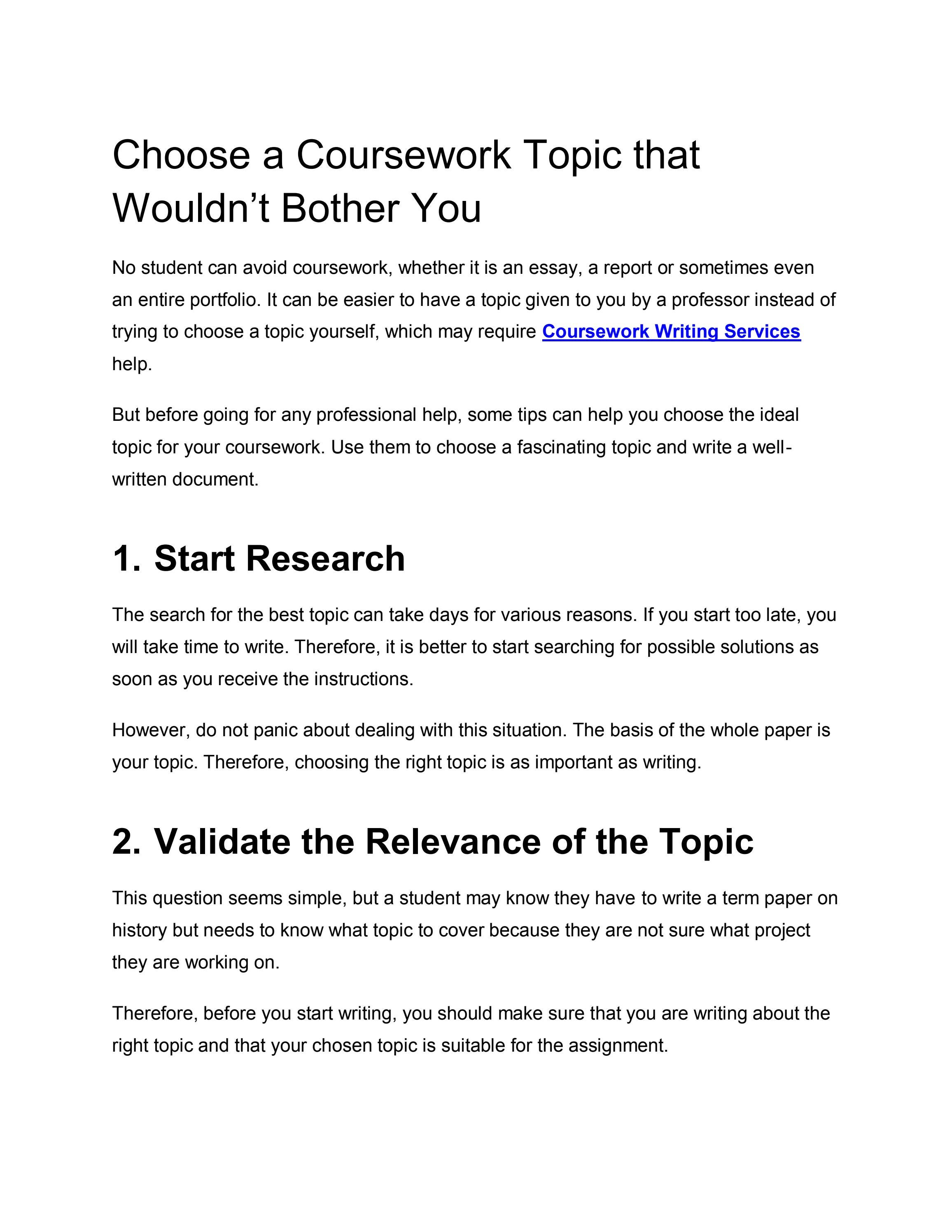 Choose a Coursework Topic that Wouldn’t Bother You by Essays UK | The ...