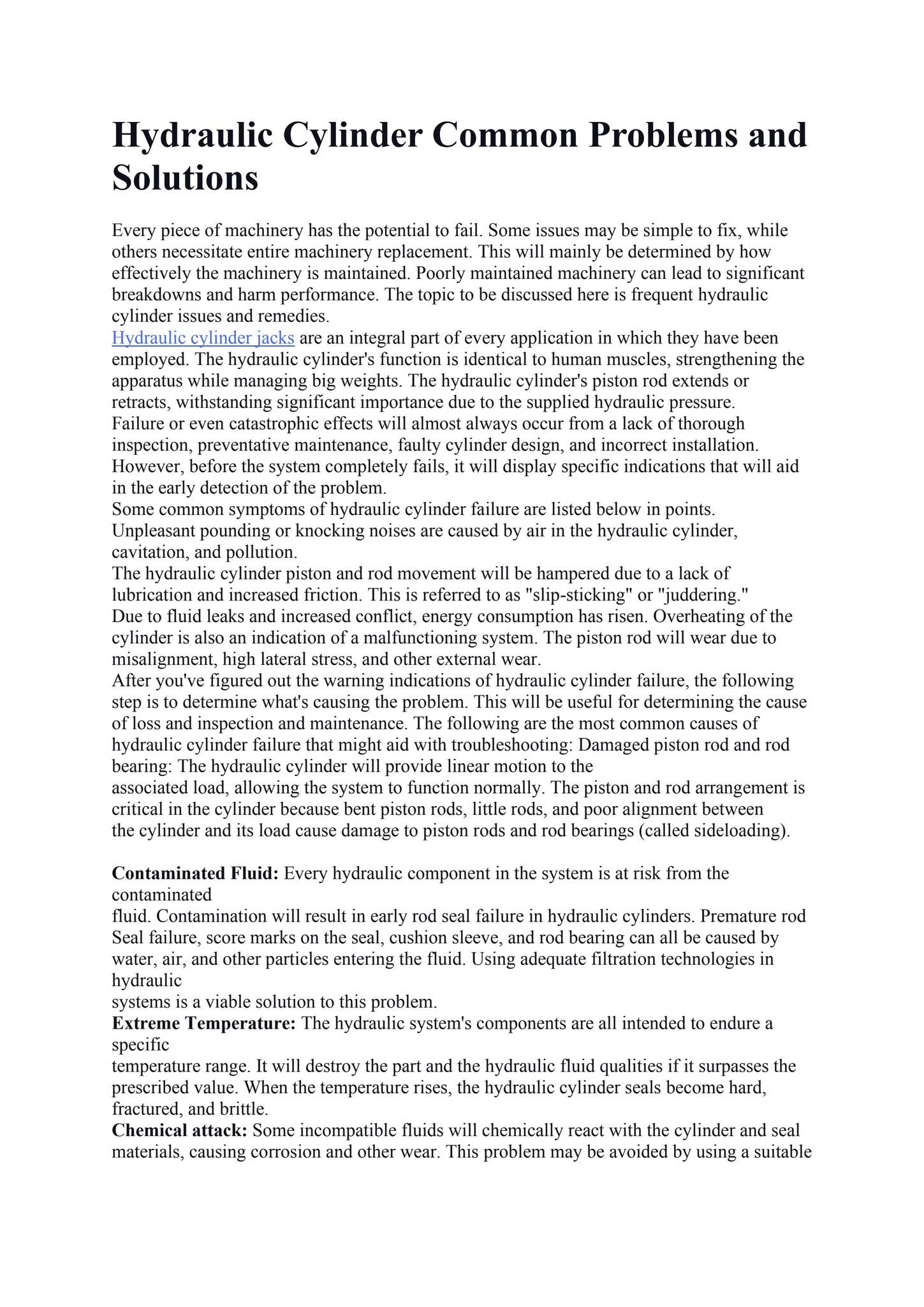 Hydraulic Cylinder Common Problems and Solutions by VTech Hydraulics ...