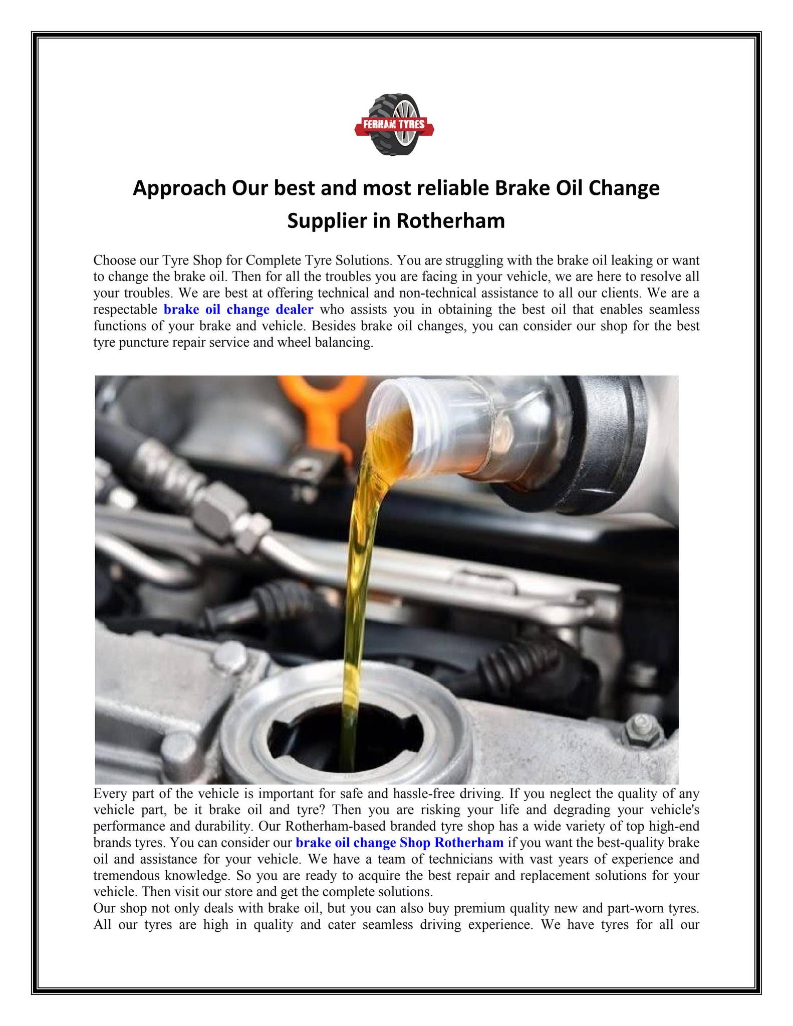 Approach Our best and most reliable Brake Oil Change Supplier in ...