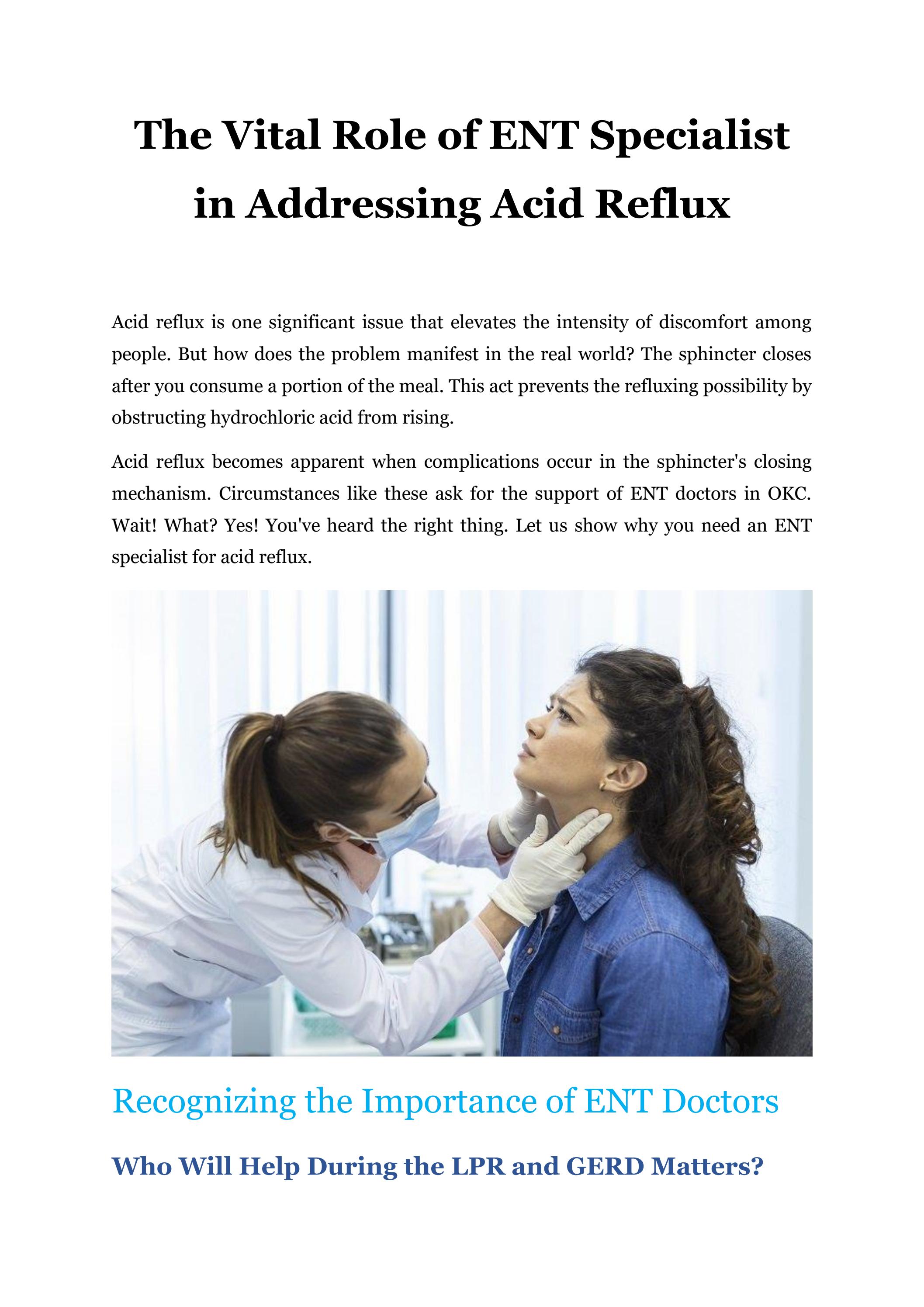 The Vital Role of ENT Specialist in Addressing Acid Reflux by Oklahoma ...