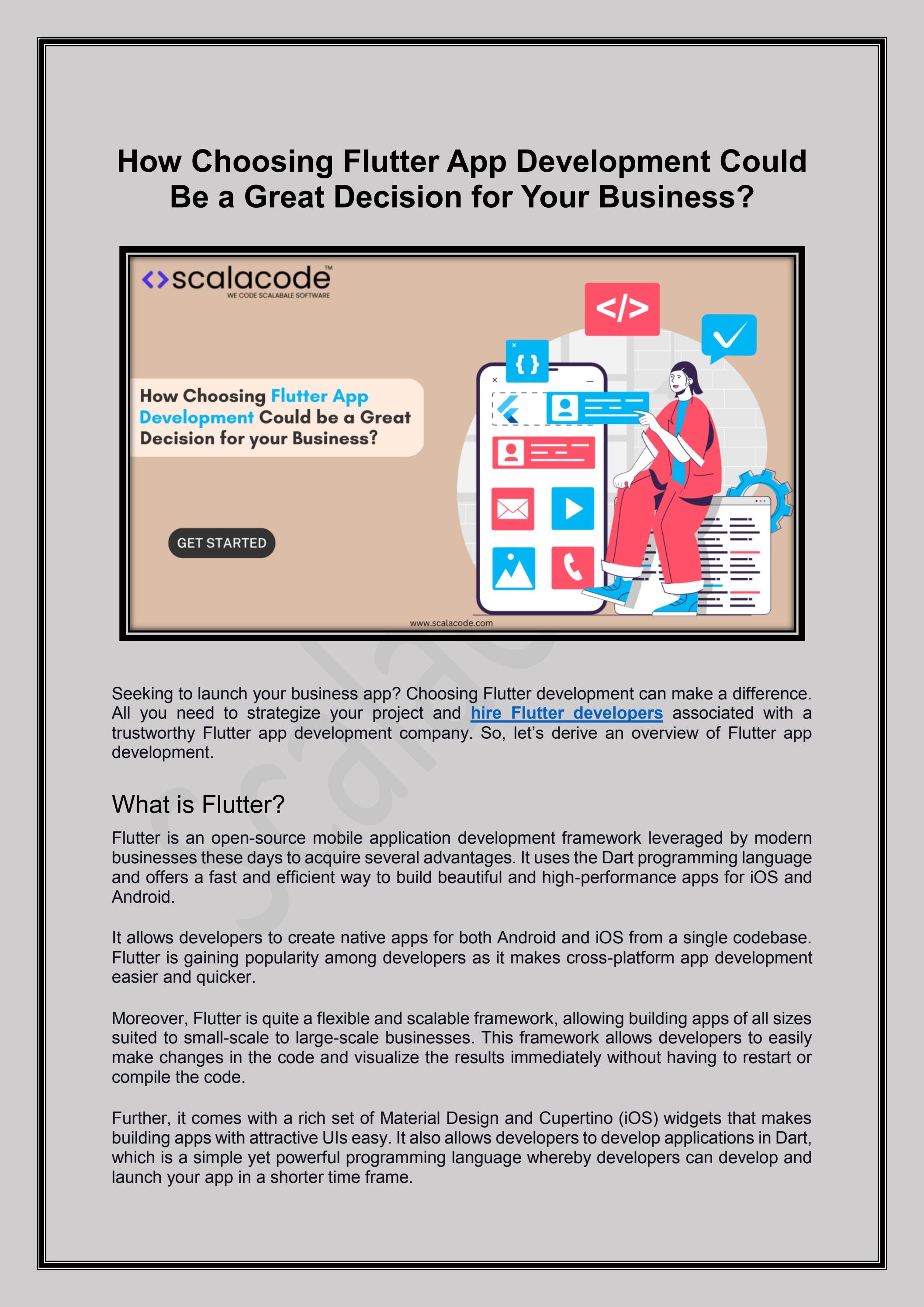 How Choosing Flutter App Development Could Be A Great Decision For Your Business By Scalacode