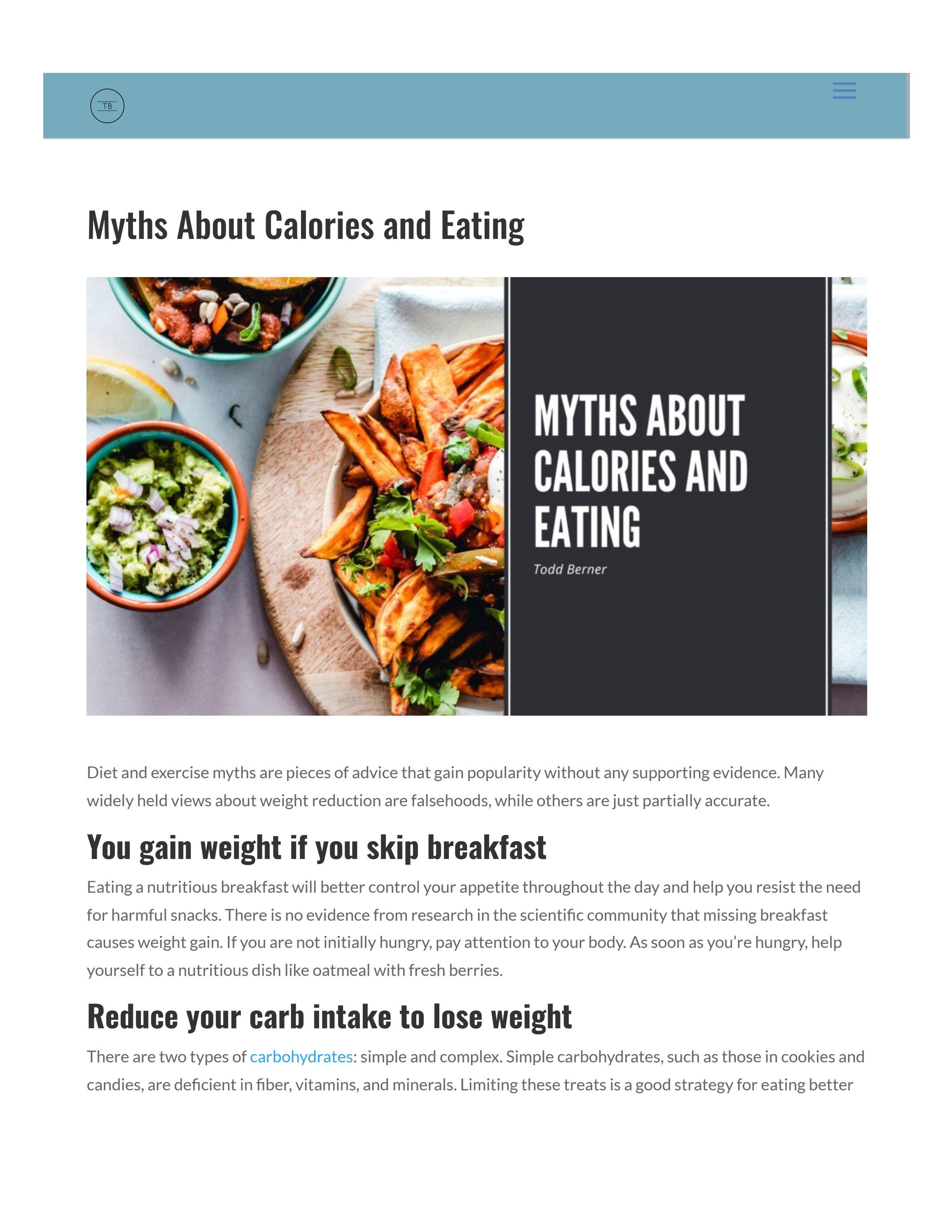 Myths About Calories and Eating by Todd Berner - Issuu