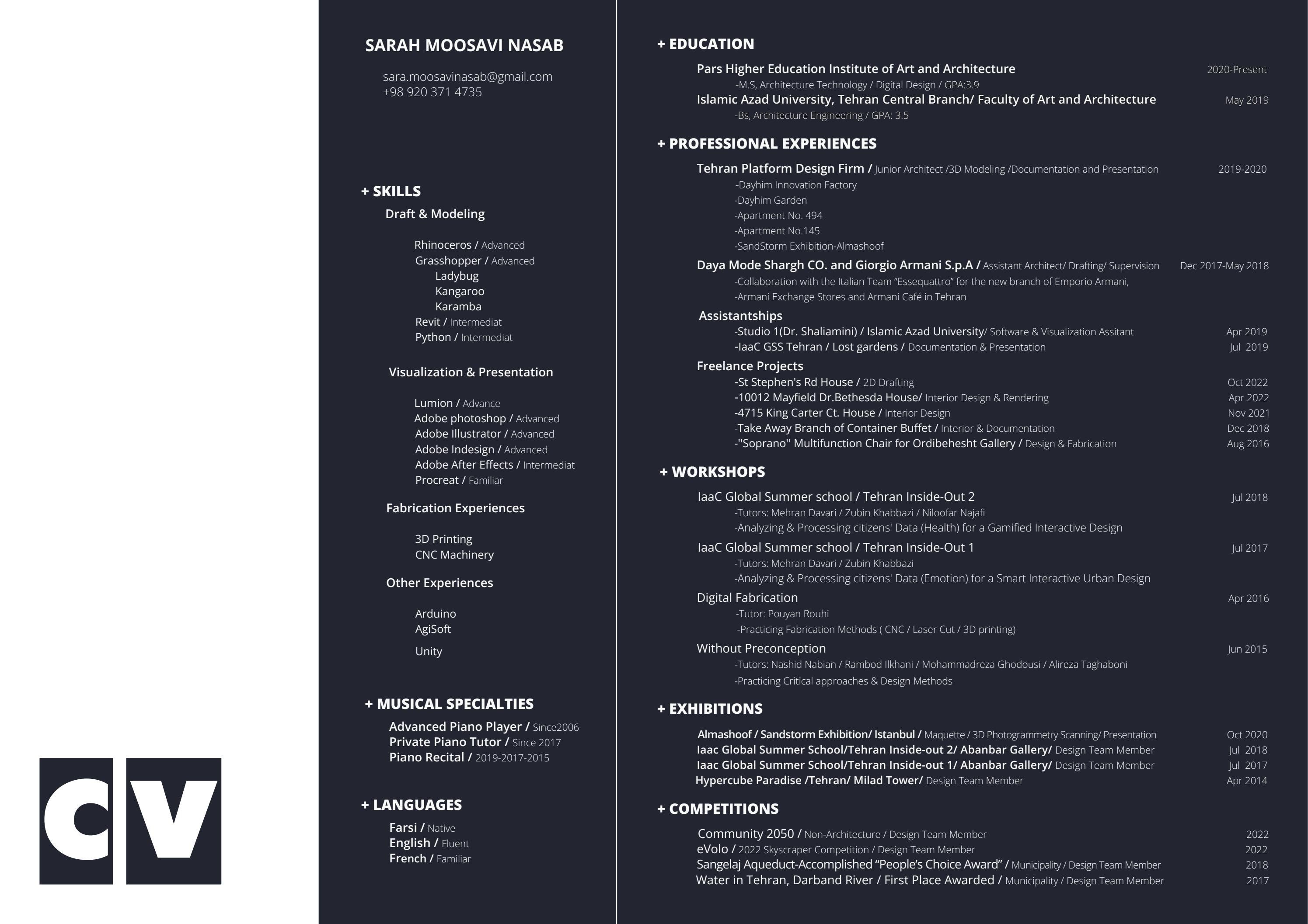 CV by Sarah Moosavi Nasab - Issuu