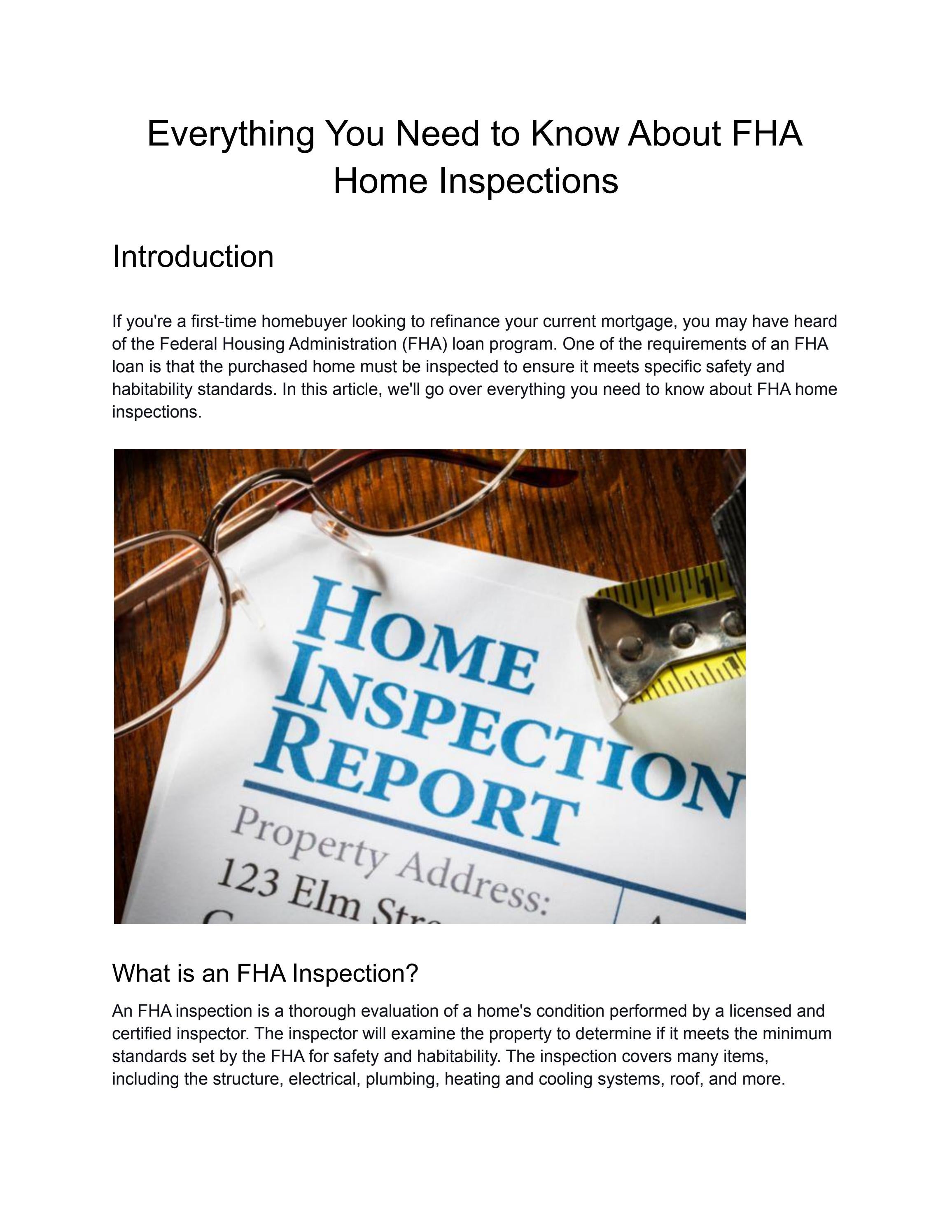 Everything You Need to Know About FHA Home Inspections by 01 ...