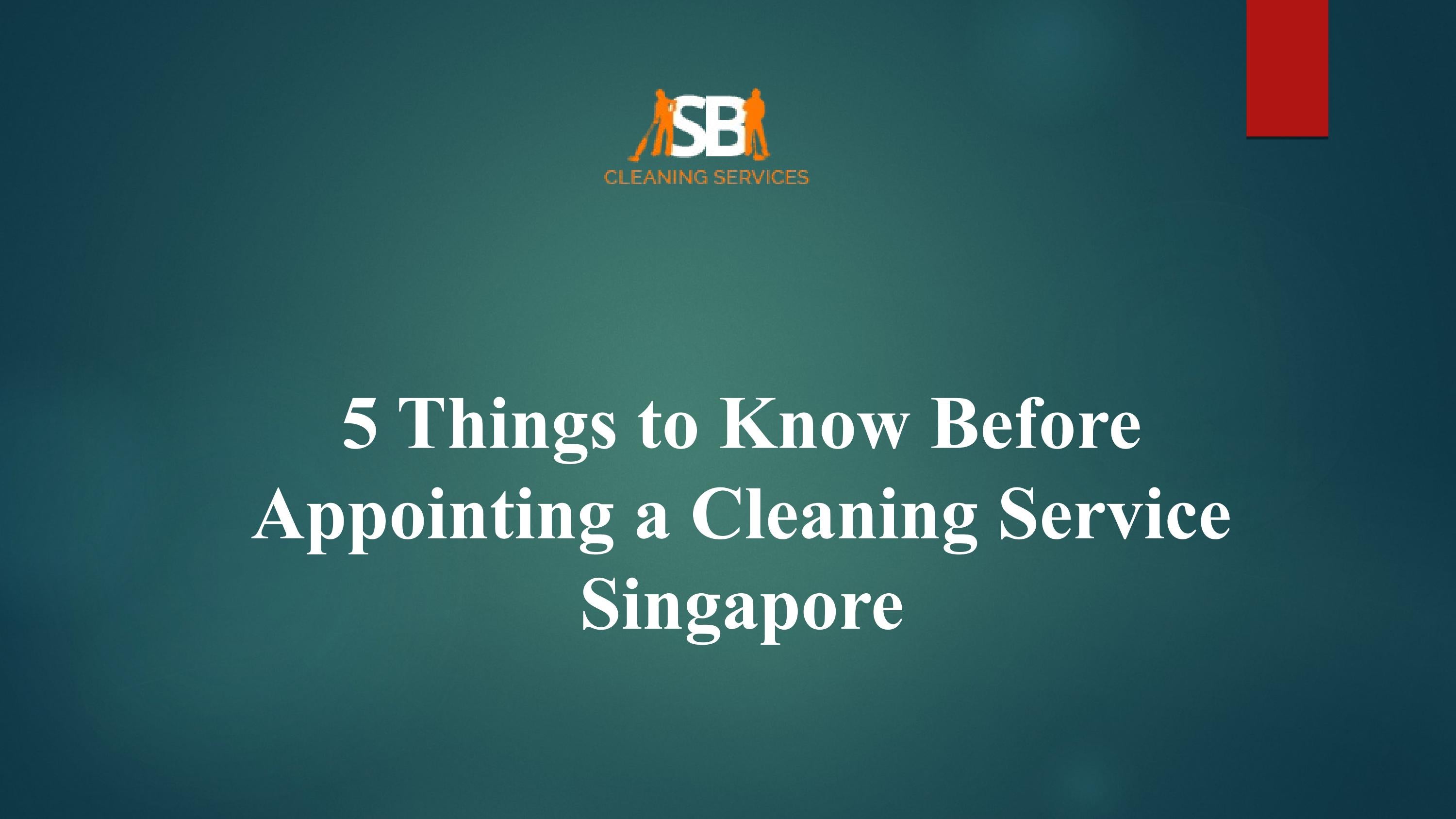 5 Things to Know Before Appointing a Cleaning Service Singapore by ...