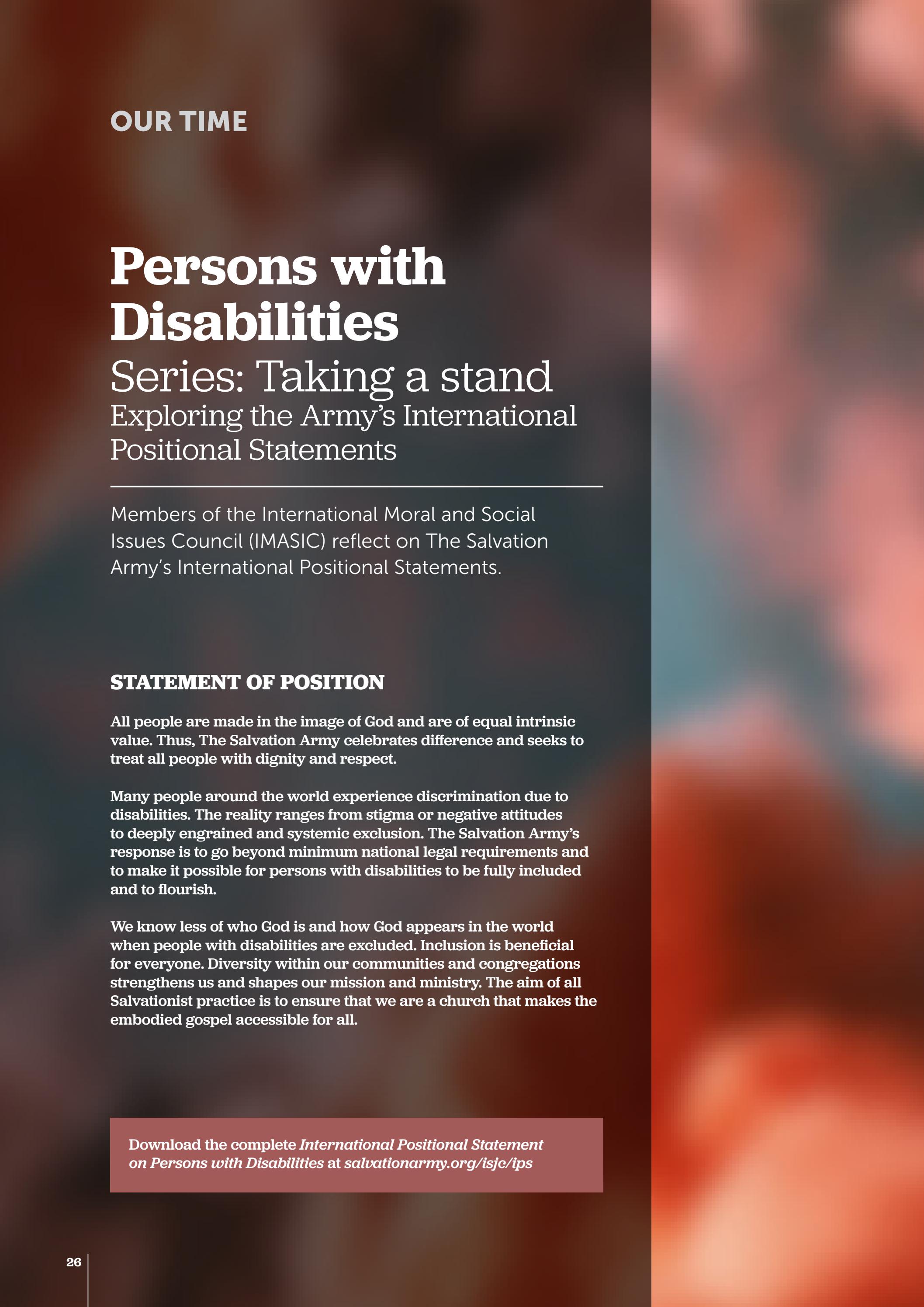 Taking A Stand: Persons with Disabilities by International Social ...
