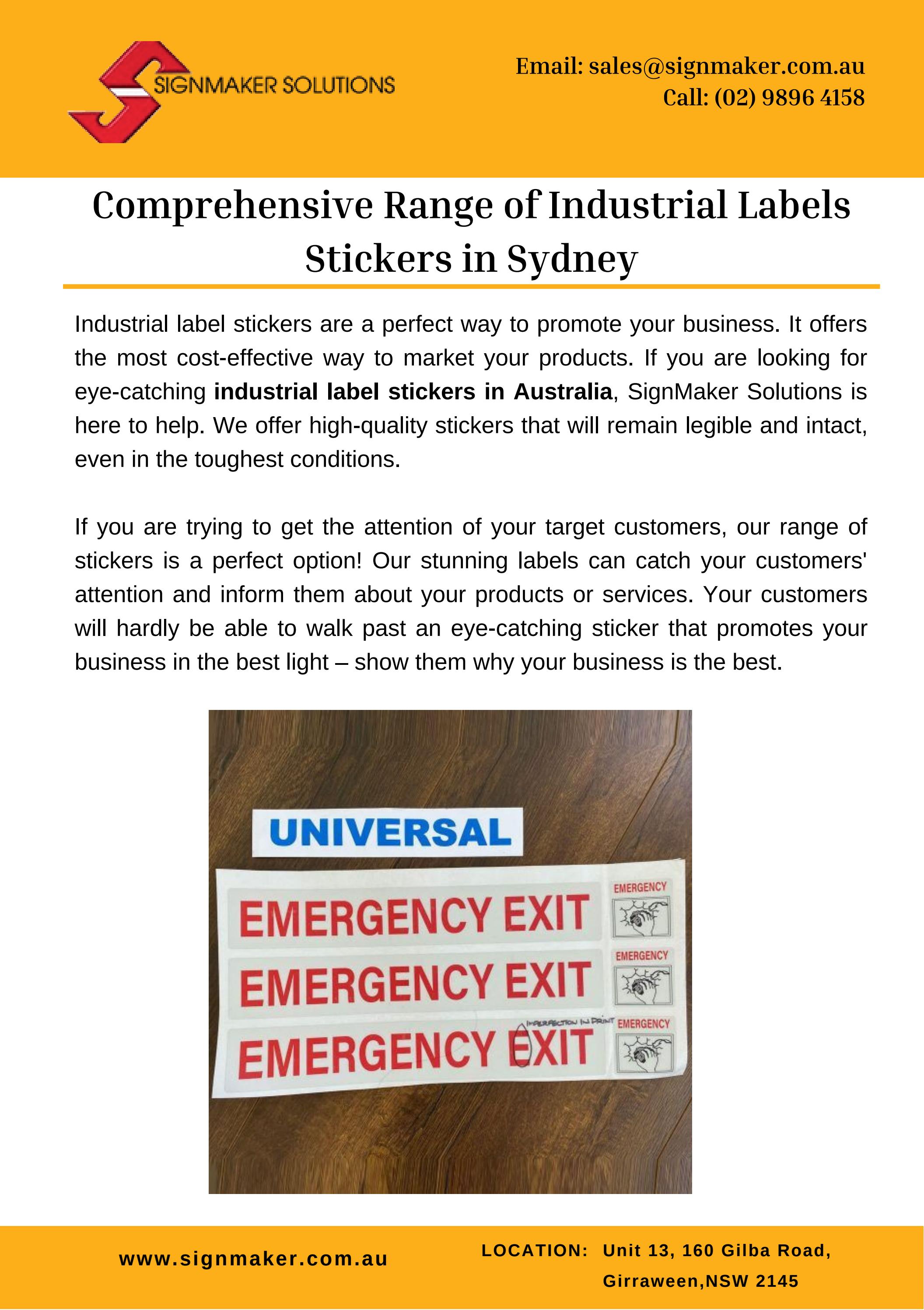 Comprehensive Range of Industrial Labels Stickers in Sydney by ...