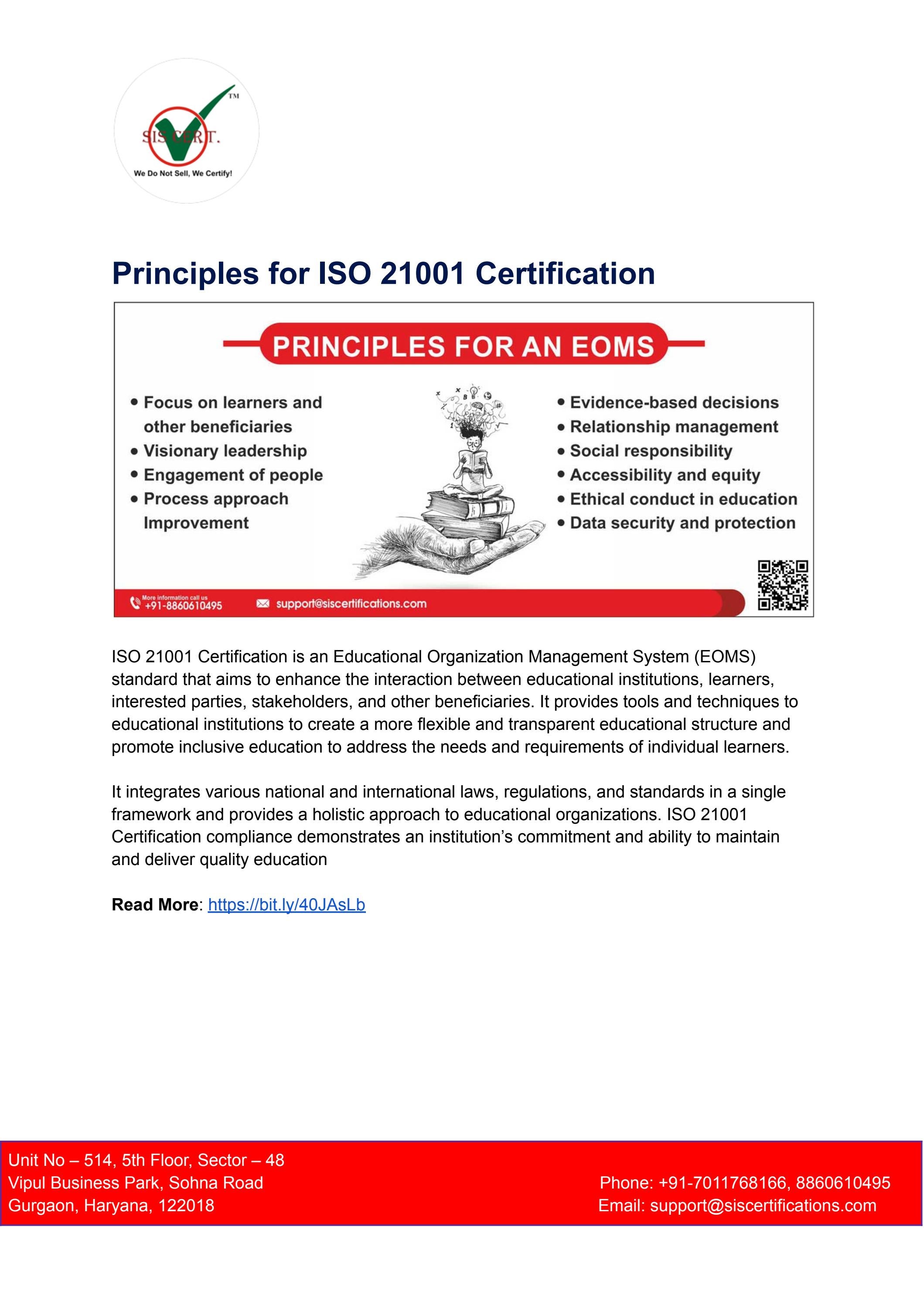 Principles ISO 21001 Certification by SIS Certifications - Issuu