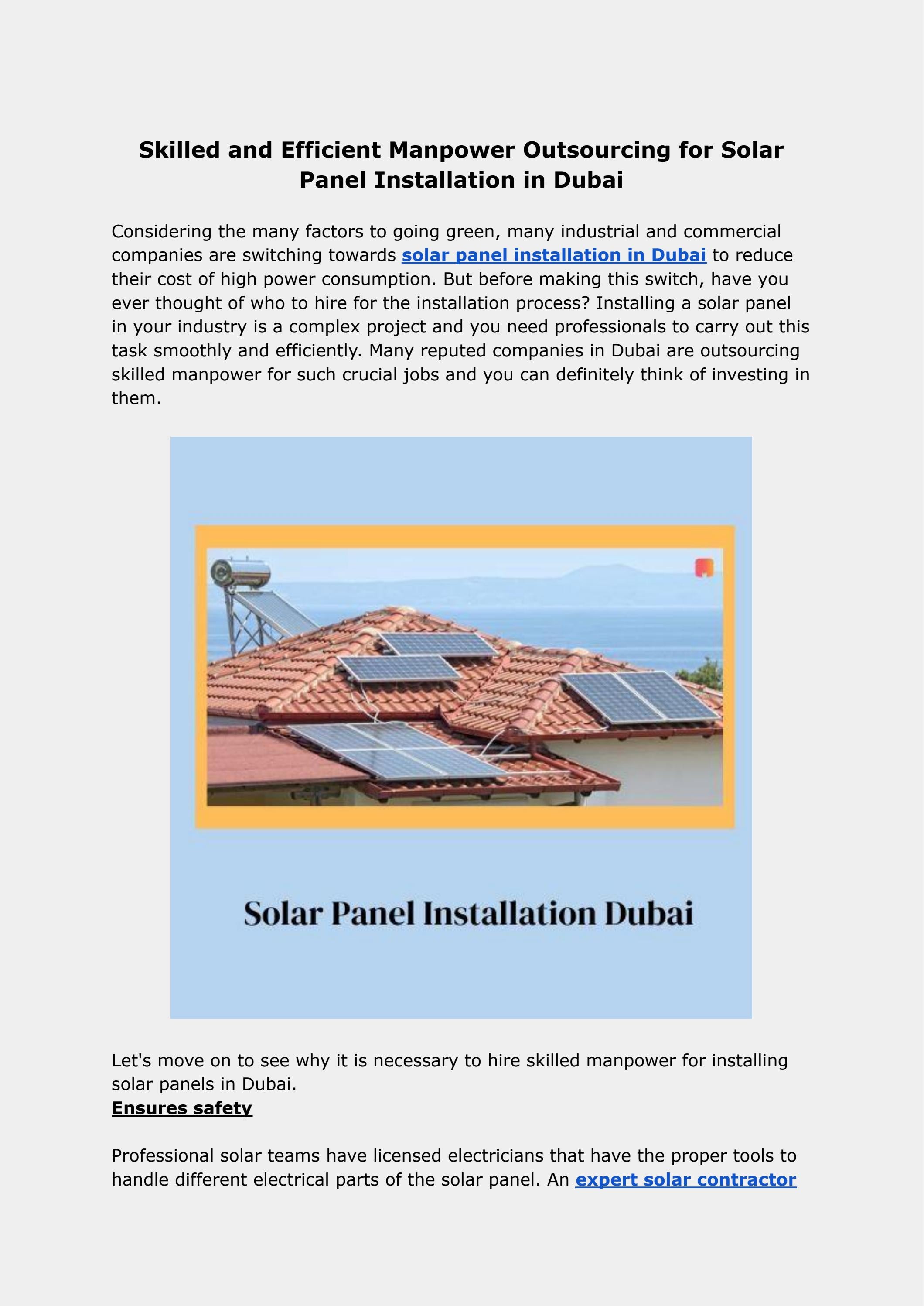 Skilled and Efficient Manpower Outsourcing for Solar Panel Installation ...