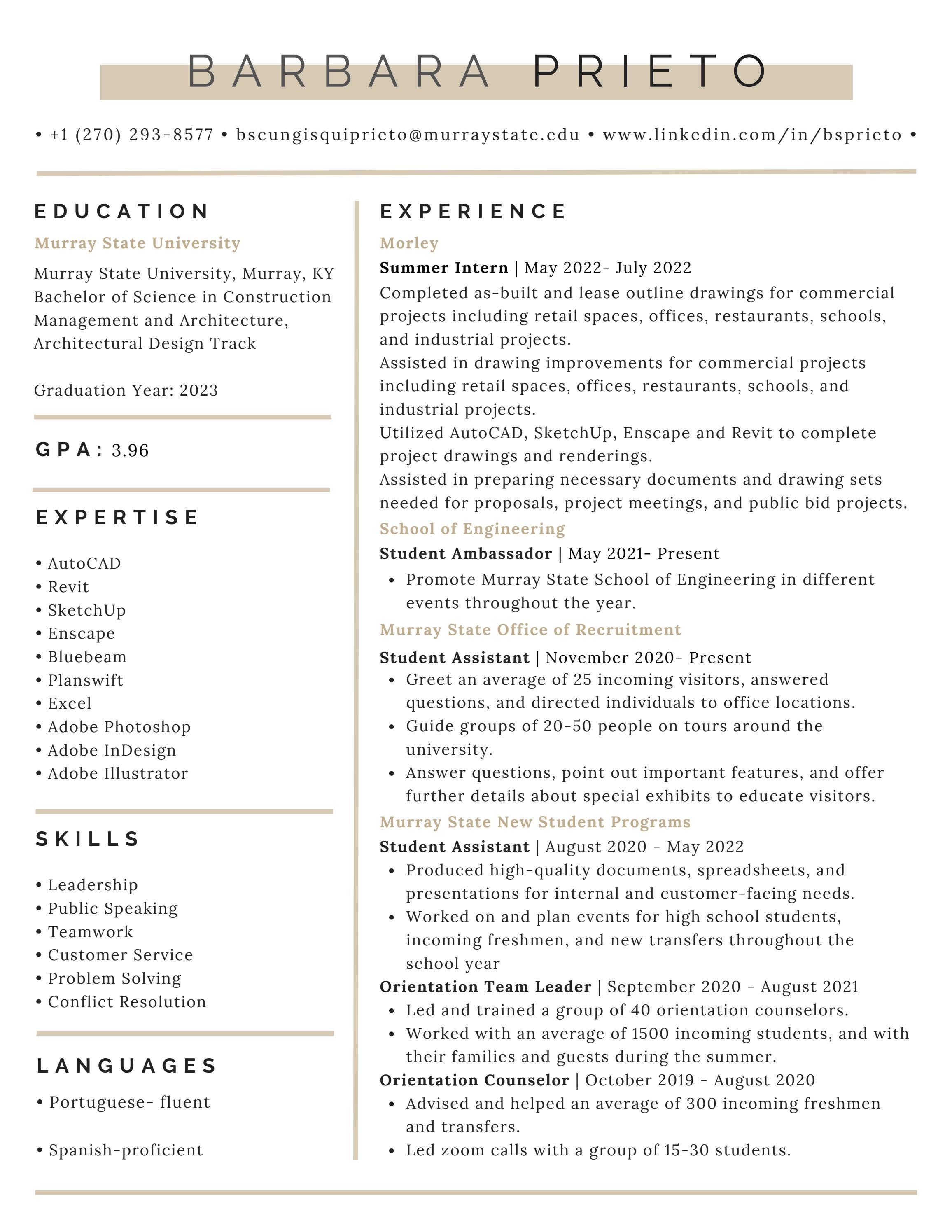 Resume Barbara Prieto by Barbara Prieto - Issuu