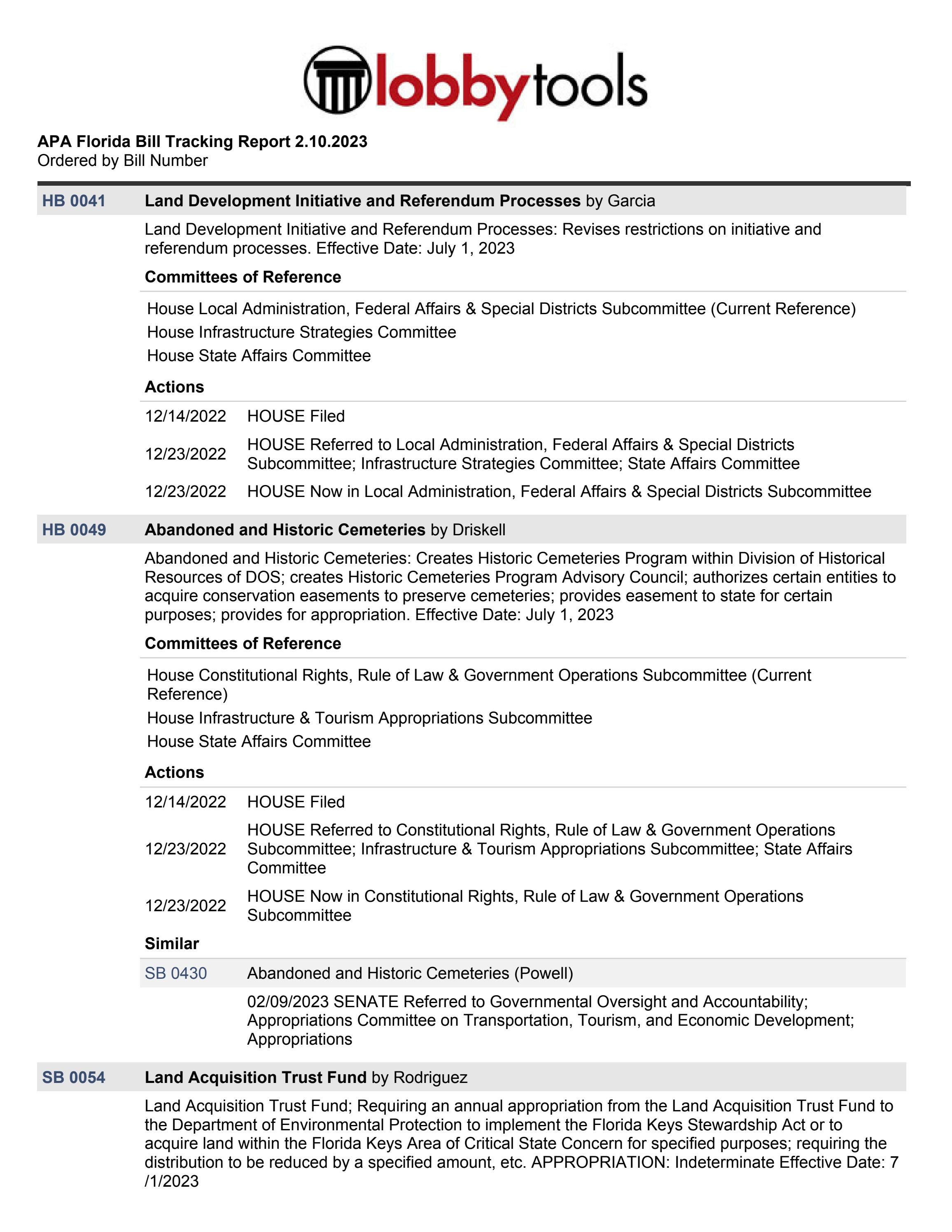 APA Florida Bill Tracking Report | Feb. 10, 2023 by APA Florida - Issuu