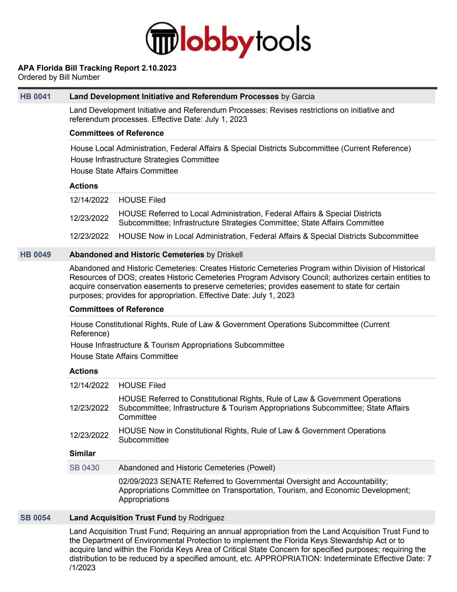 APA Florida Bill Tracking Report | Feb. 10, 2023 by APA Florida - Issuu