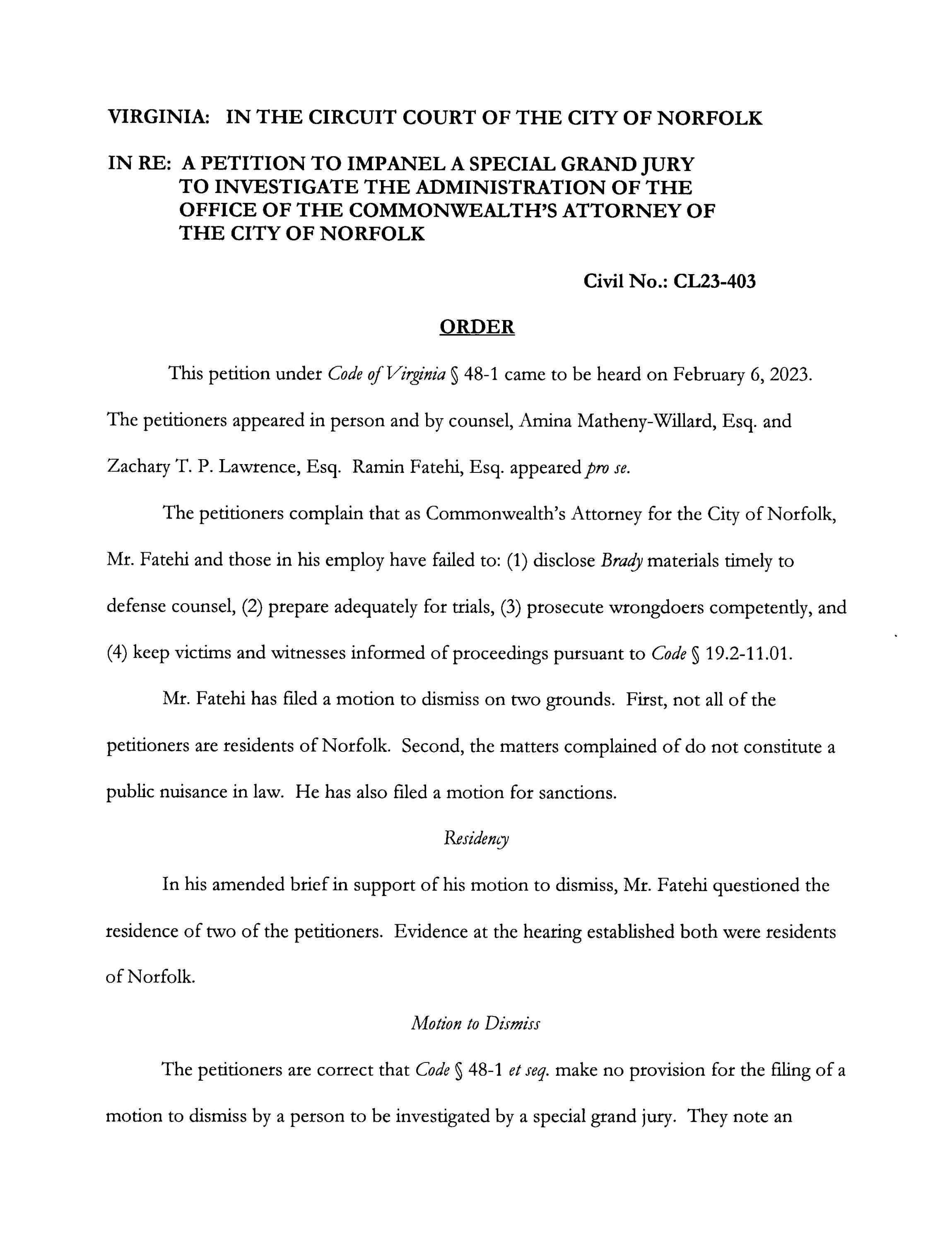 CL23-403 - Special Grand Jury Request by Norfolk Circuit Court Clerk's ...