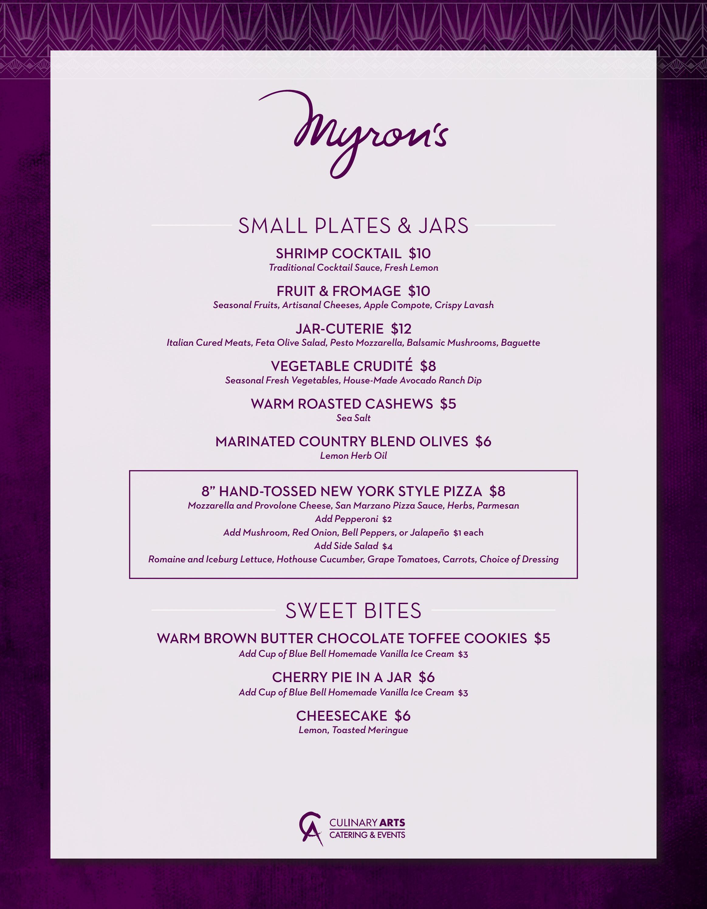 Myron's at The Smith Center Menu by The Smith Center - Issuu